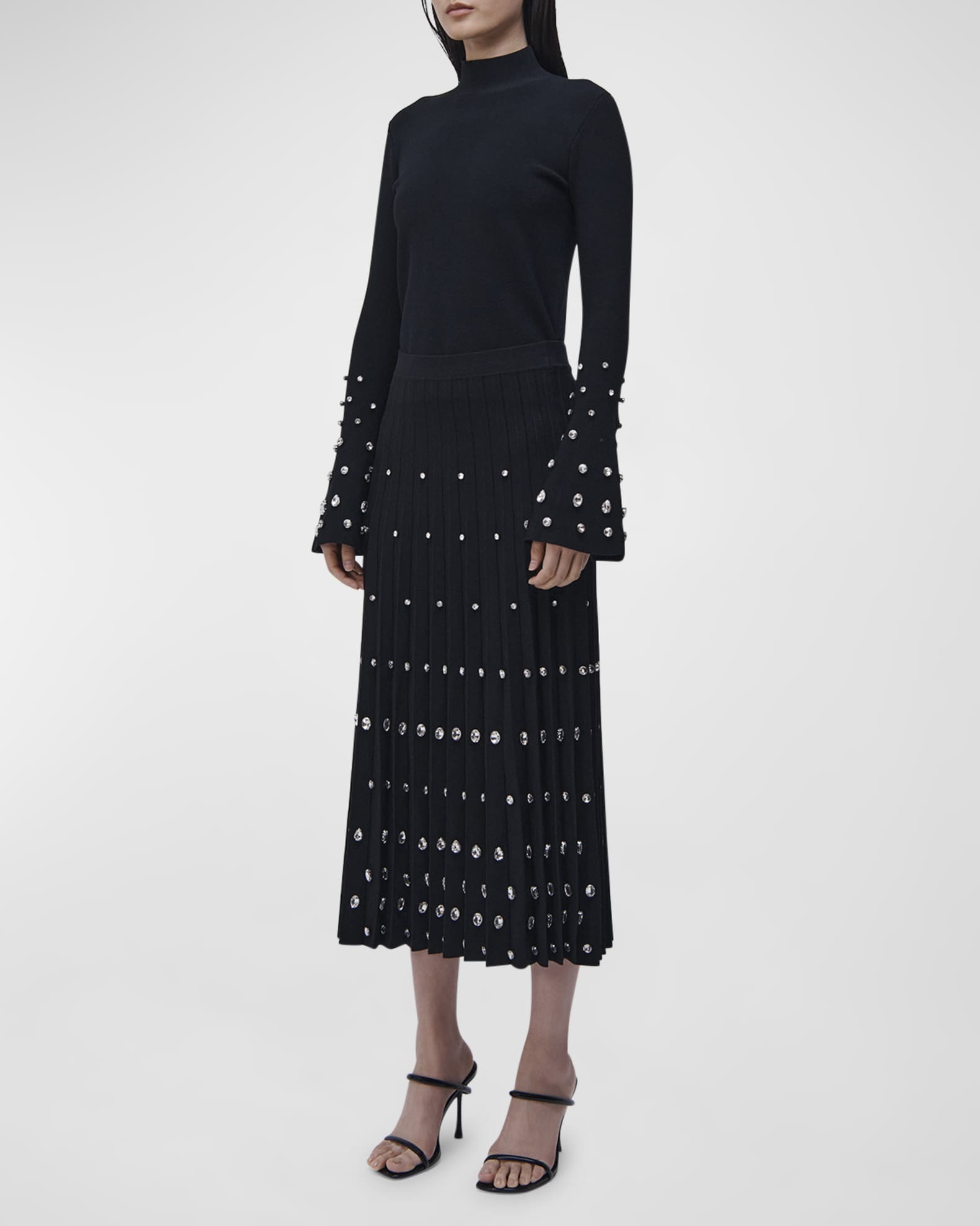 SIMKHAI Primrose Spangled Midi Skirt with Crystals | Neiman Marcus