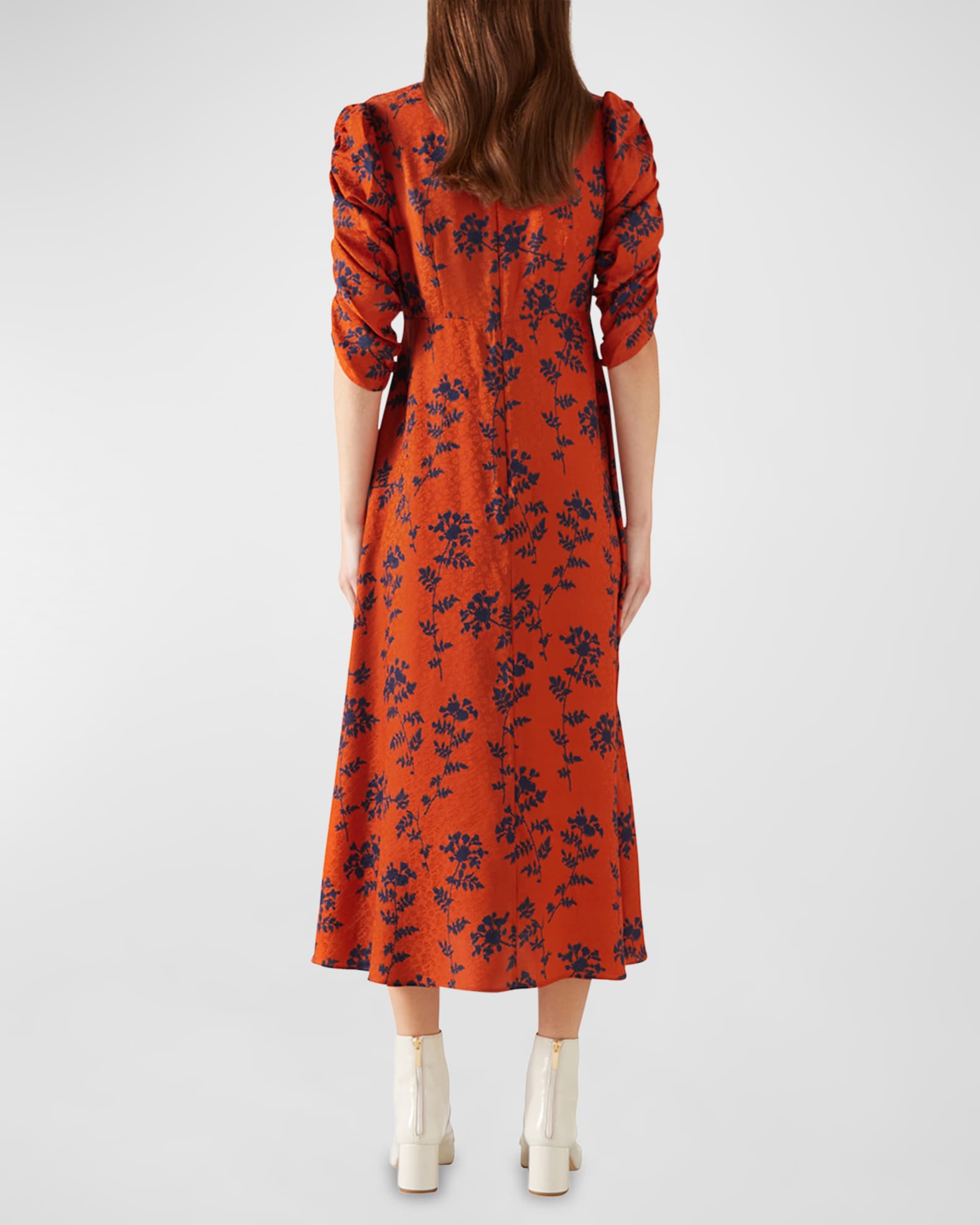 LK Bennett Erin Floral Jacquard A-Line Midi Dress | Neiman Marcus