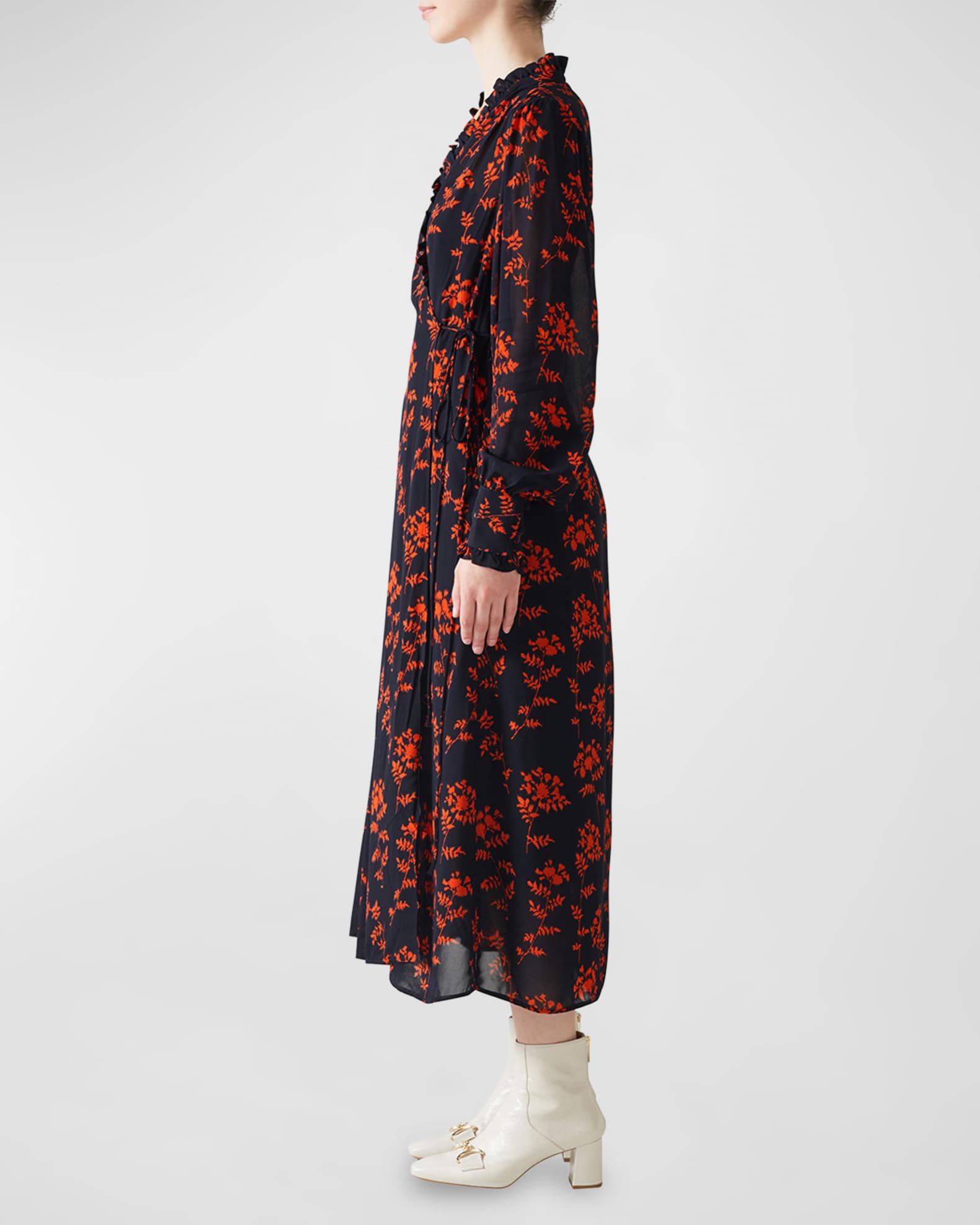 LK Bennett Odetta Floral Jacquard Midi Wrap Dress | Neiman Marcus