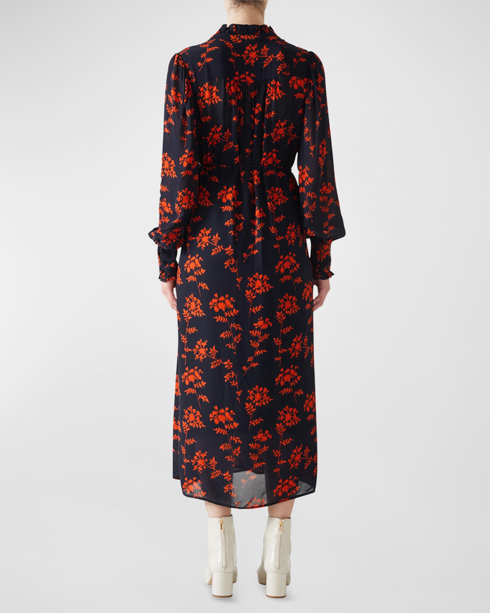 LK Bennett Odetta Floral Jacquard Midi Wrap Dress | Neiman Marcus