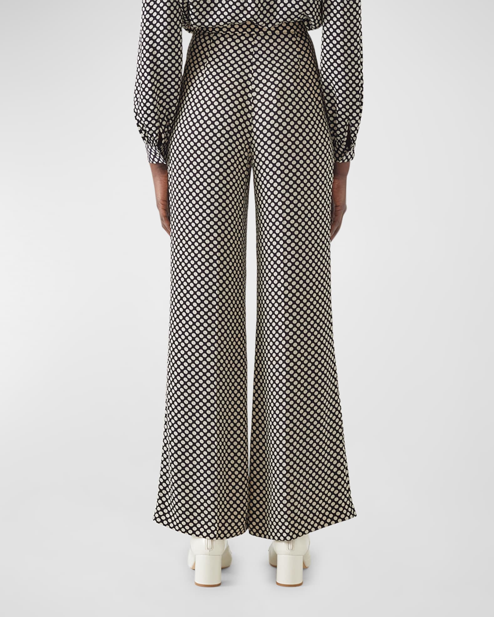 LK Bennett Esme High-Rise Wide-Leg Polka-Dot Trousers | Neiman Marcus