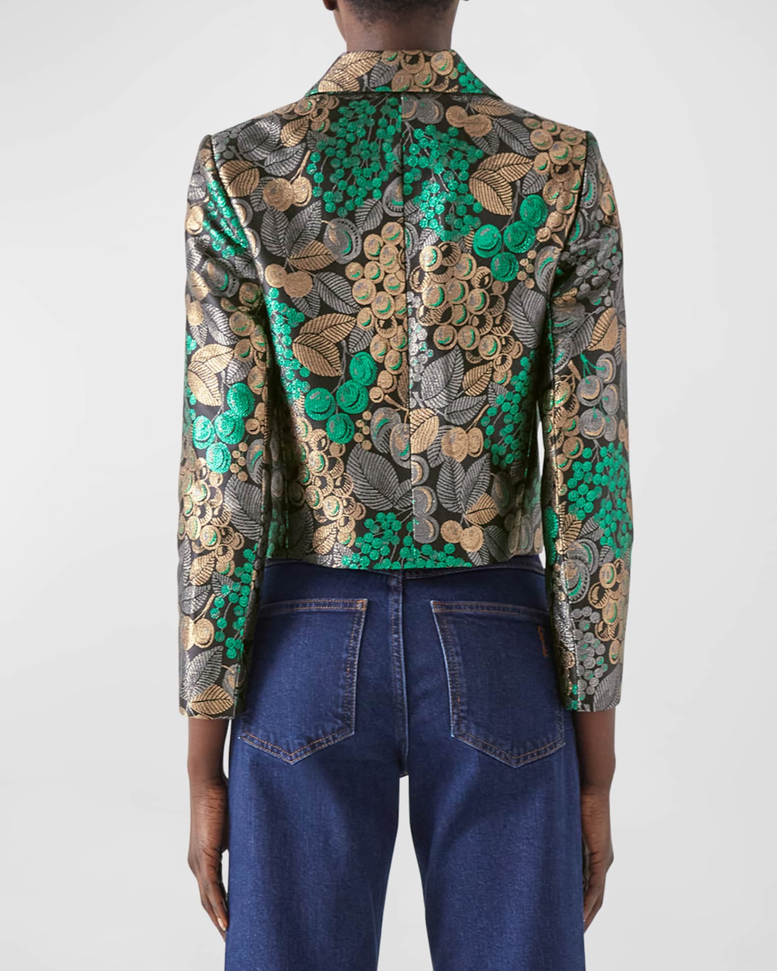 LK Bennett Charlotte Botanical-Print Button-Down Jacket | Neiman Marcus