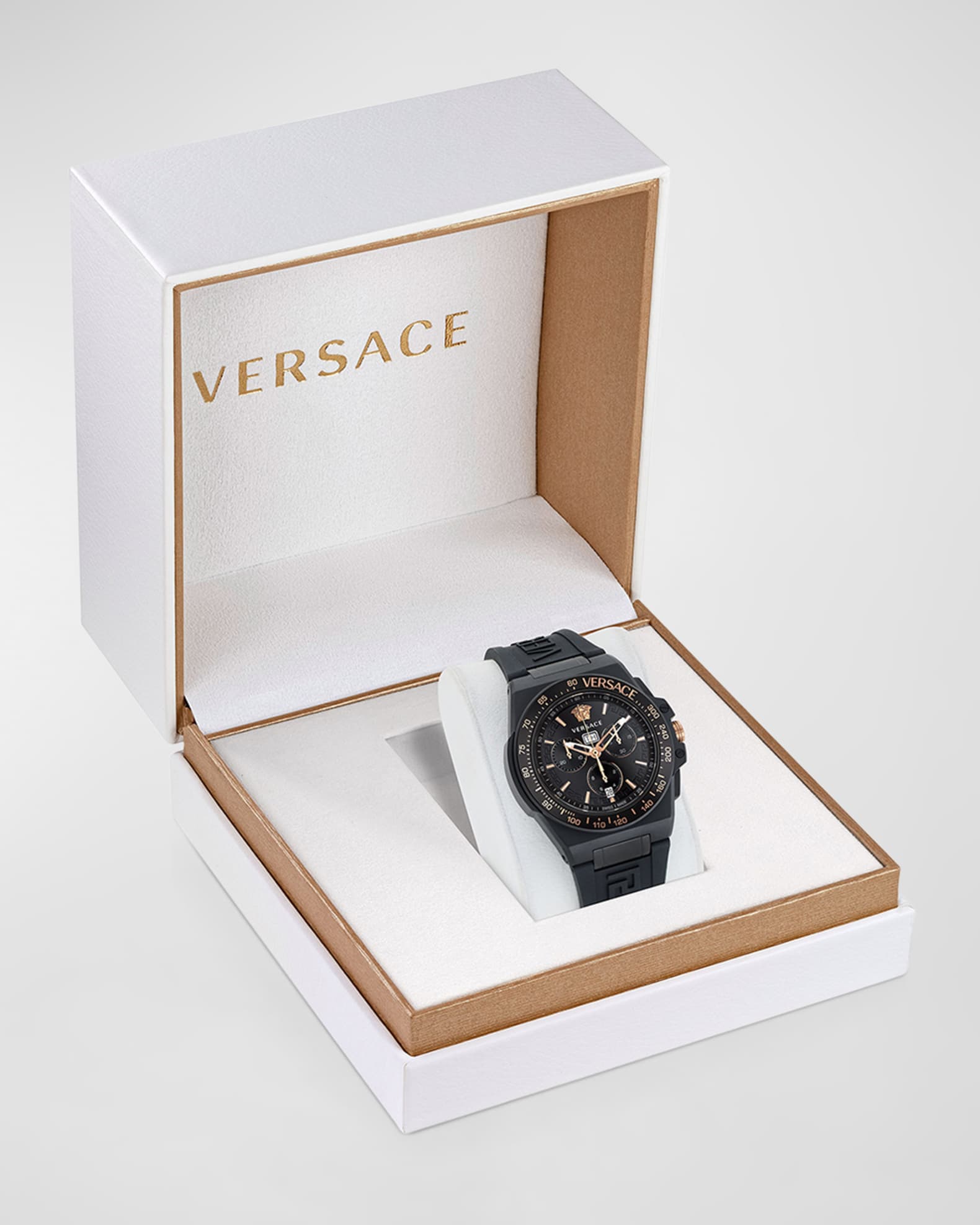 Versace Men's Greca Extreme Chronograph Silicone Strap Watch, 45mm ...