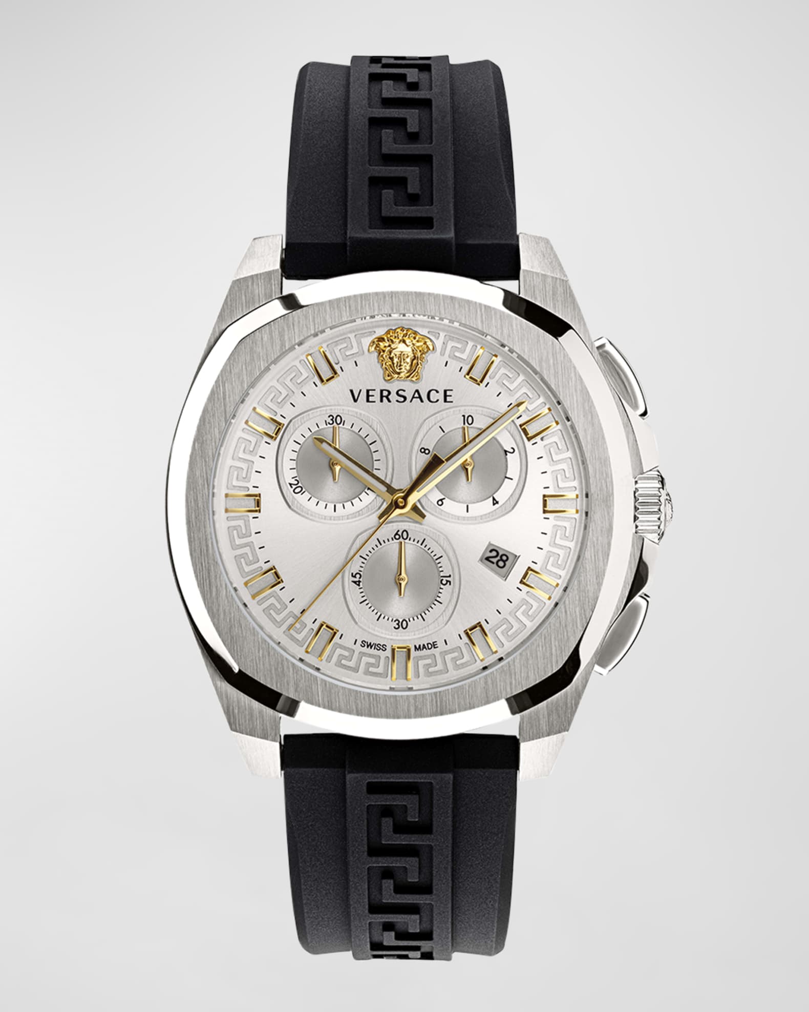 Versace Men's Geo Chronograph Silicone Strap Watch, 43mm | Neiman Marcus