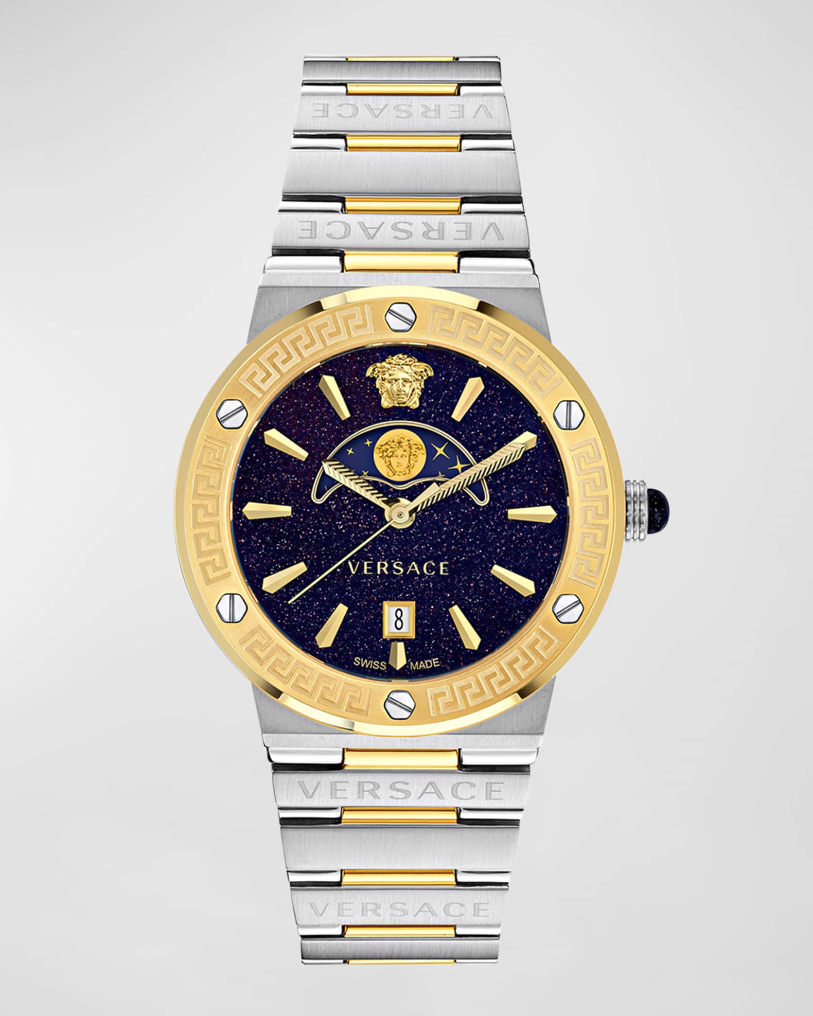 Versace 38mm Greca Two-Tone Bracelet Watch | Neiman Marcus