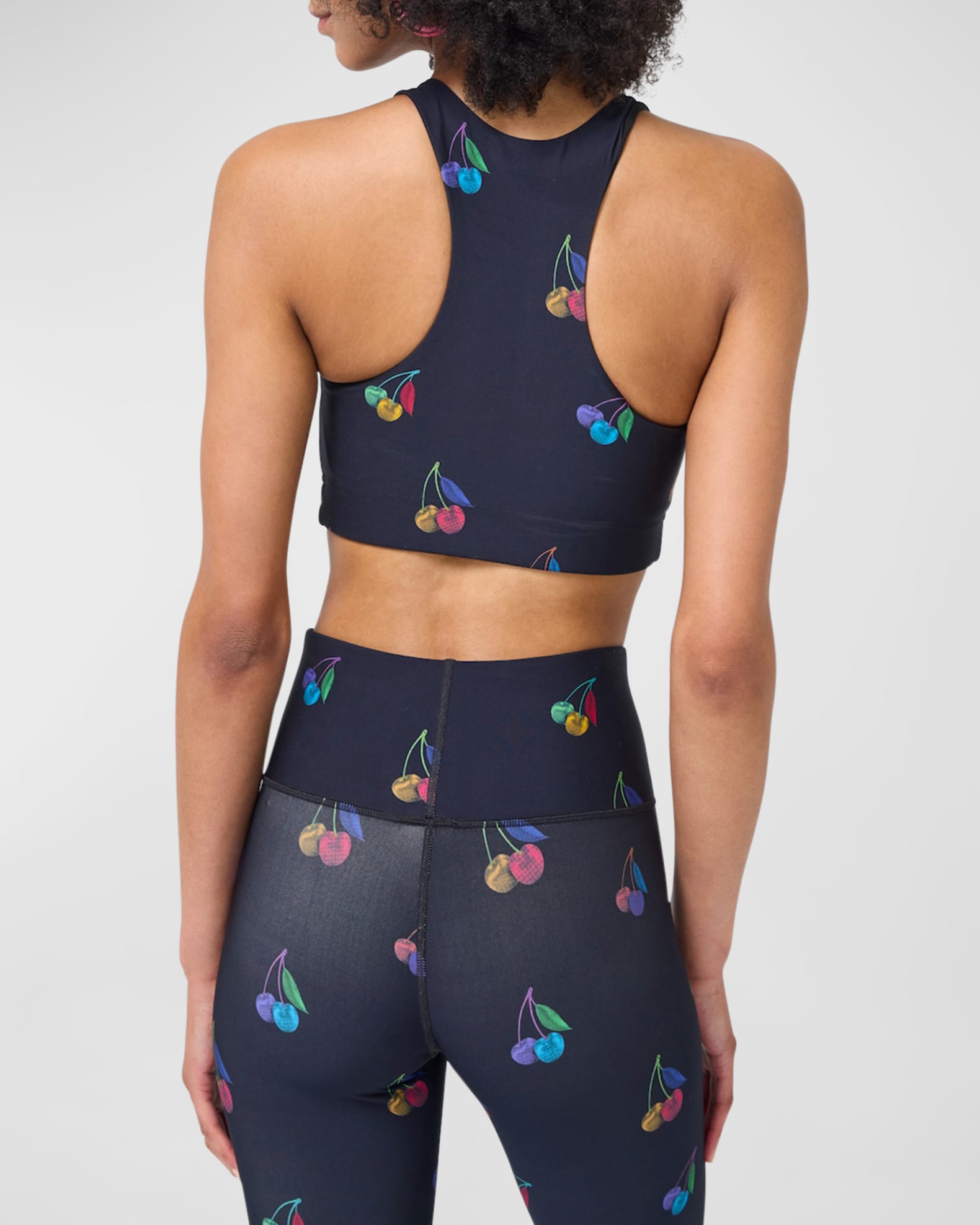 Terez Black Halftone Cherries DuoKnit Sports Bra | Neiman Marcus