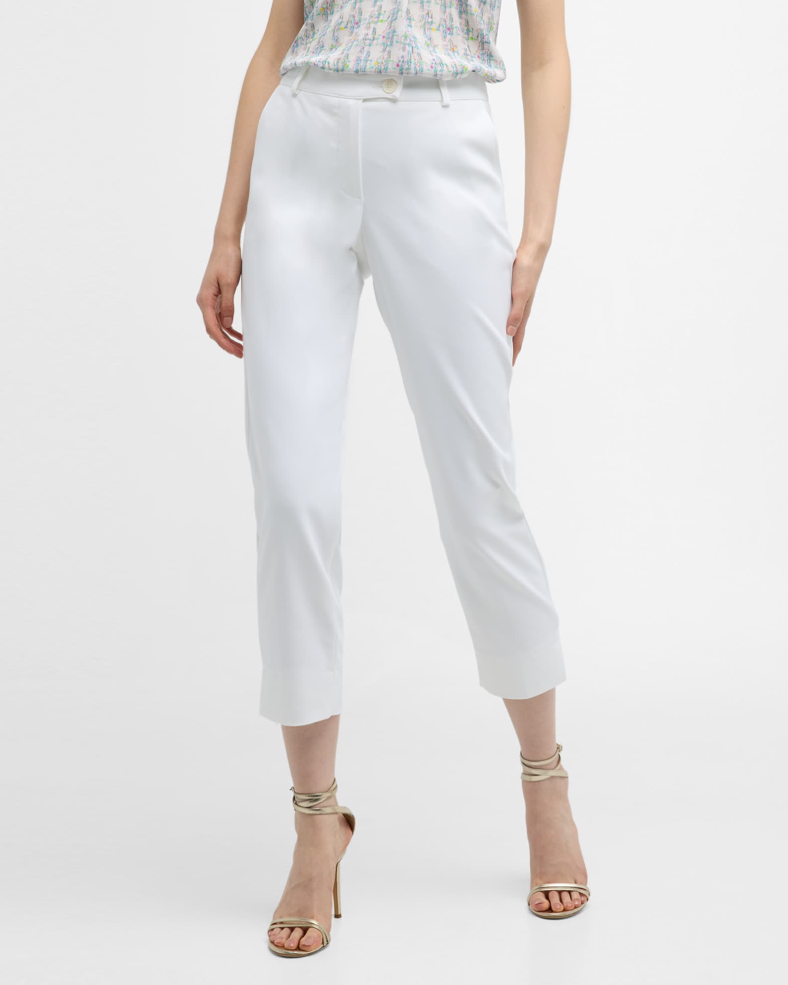 Maison Common Mid-Rise Slim-Leg Ankle Cotton-Blend Pants | Neiman Marcus
