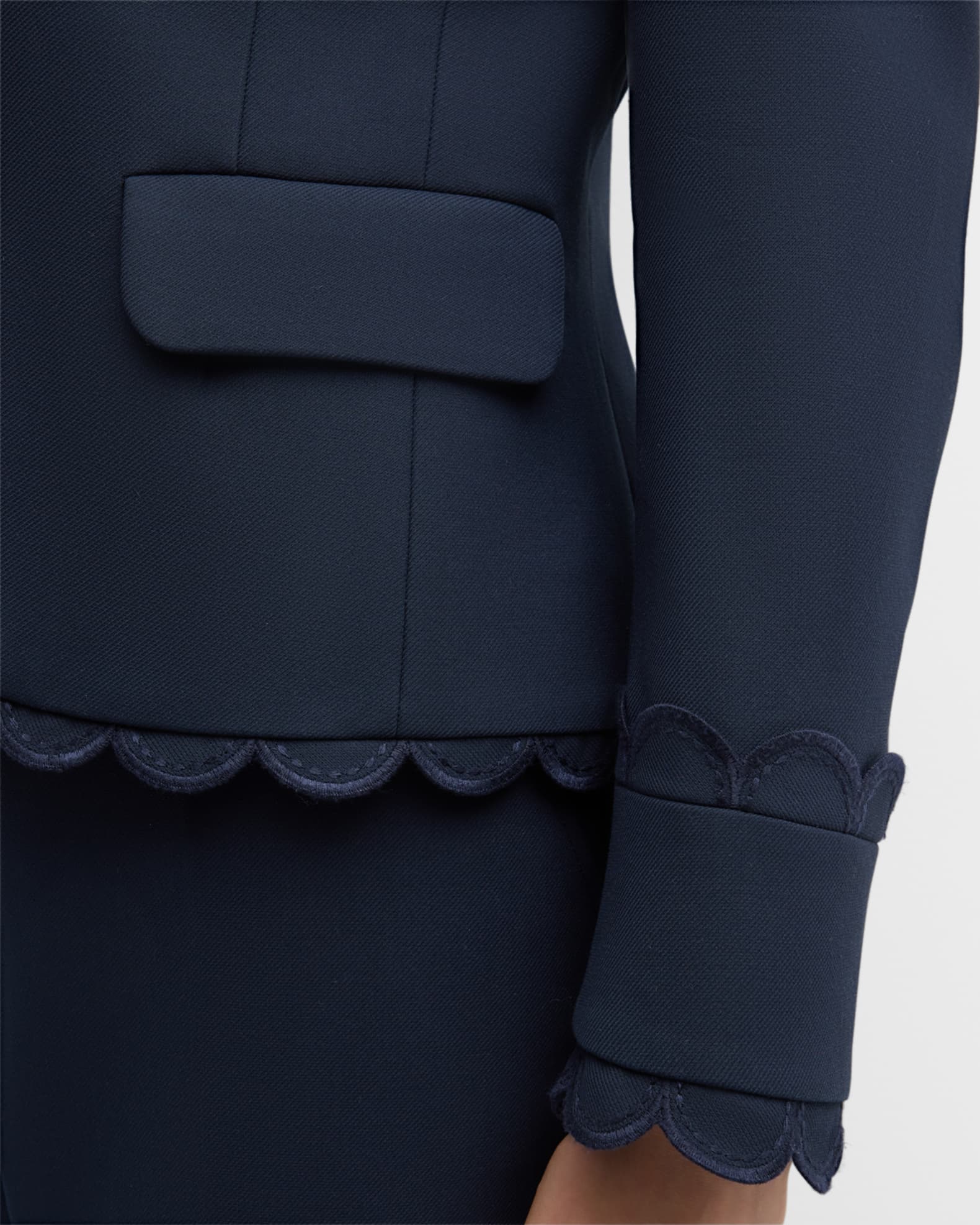 Maison Common Scalloped Single-Breasted Cotton Jacket | Neiman Marcus