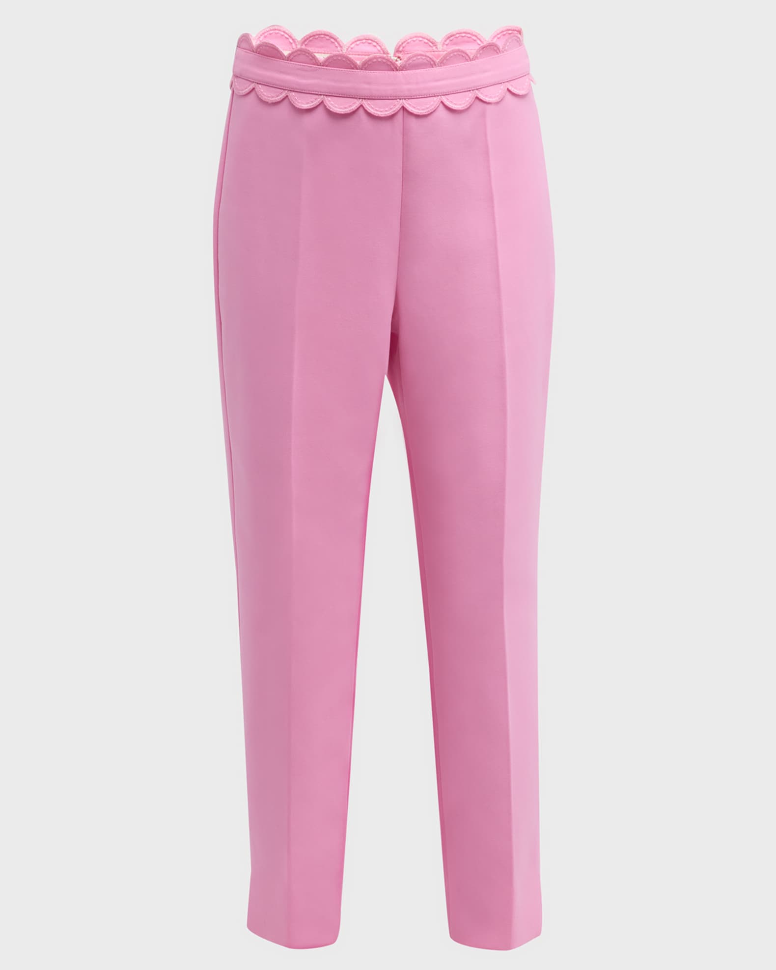 Maison Common High-Rise Scalloped Waist Detail Slim-Leg Ankle Cotton ...