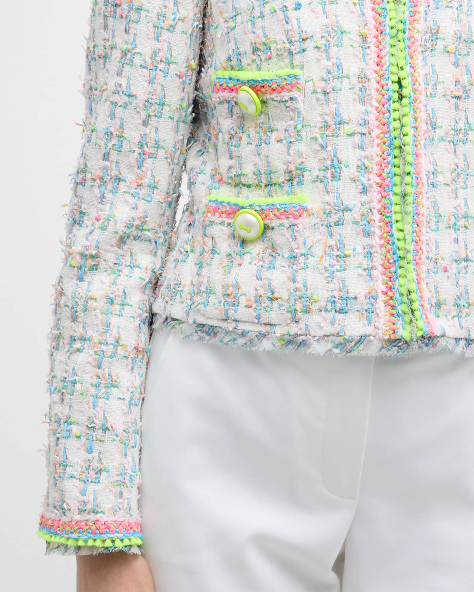Maison Common Cotton-Blend Tweed Jacket with Neon Rick Rack Trim ...