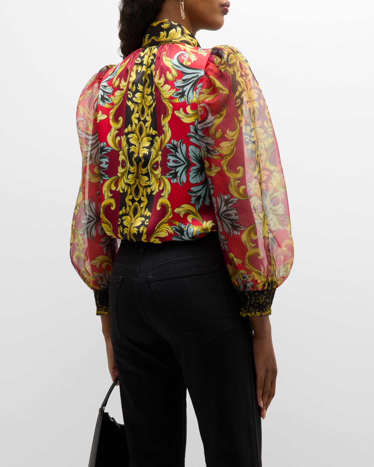 Alice + Olivia Brentley Tie-Neck Organza Blouse | Neiman Marcus