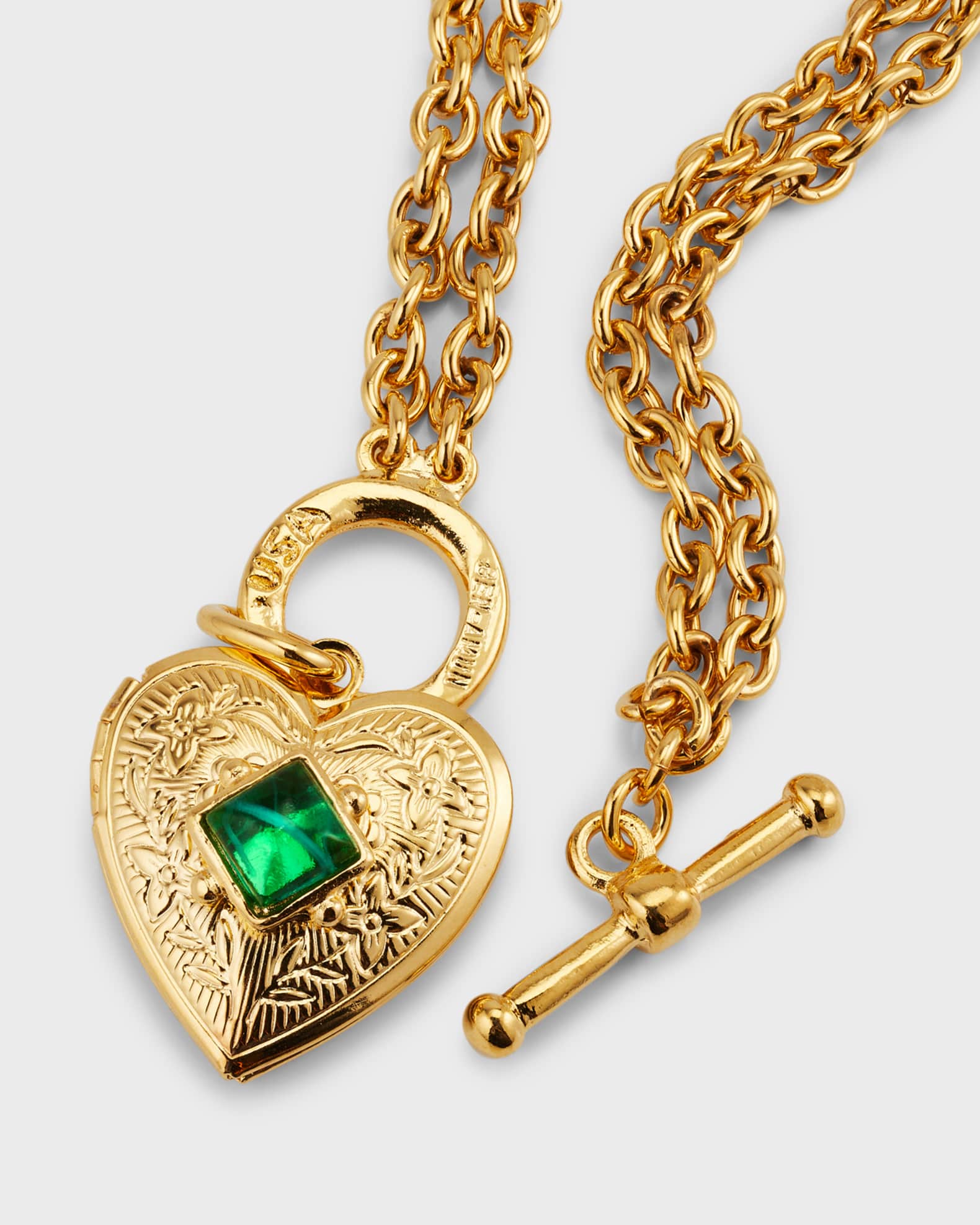 Ben-Amun Toggle Bracelet with Stone and Heart Locket | Neiman Marcus