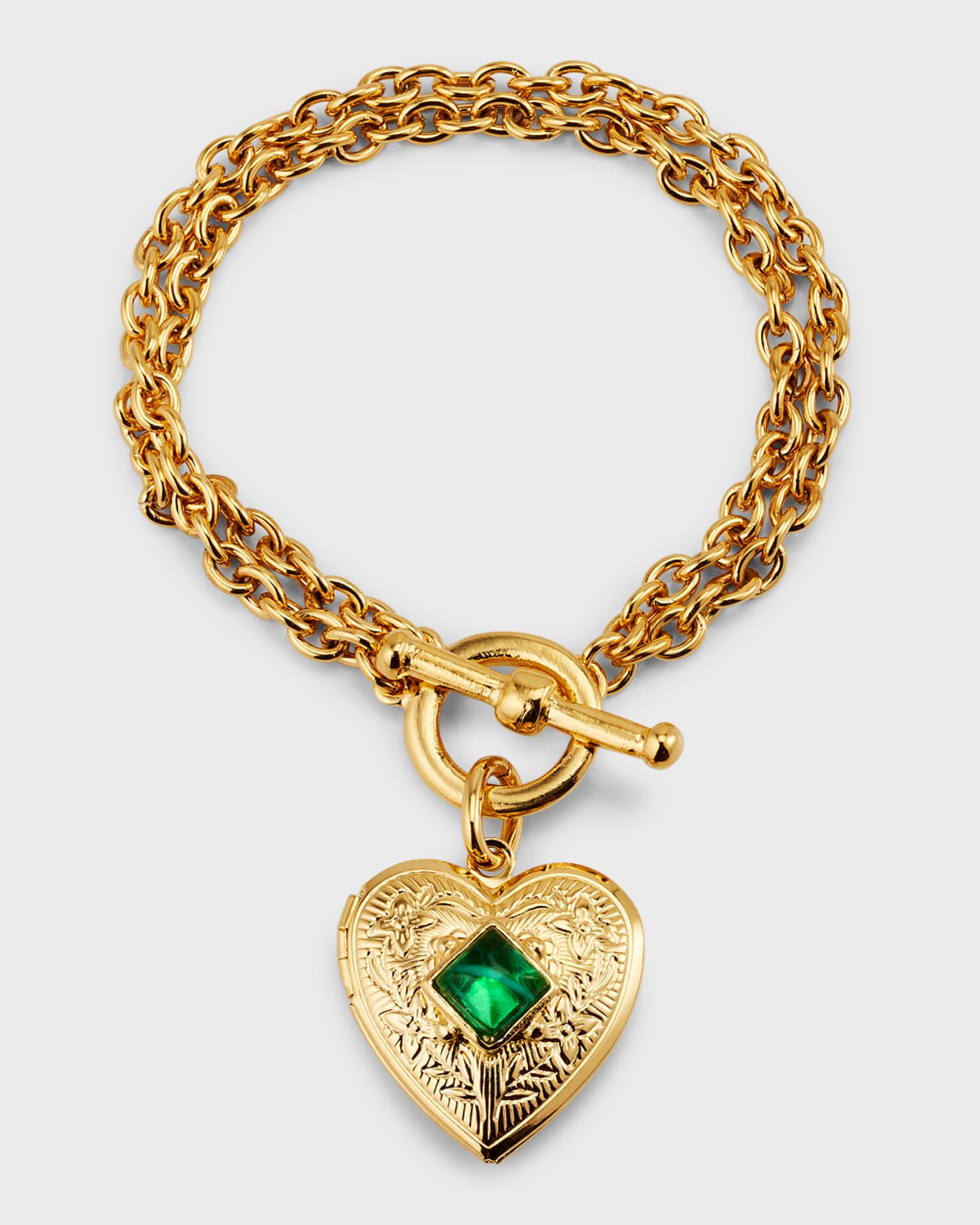 Ben-Amun Toggle Bracelet with Stone and Heart Locket | Neiman Marcus