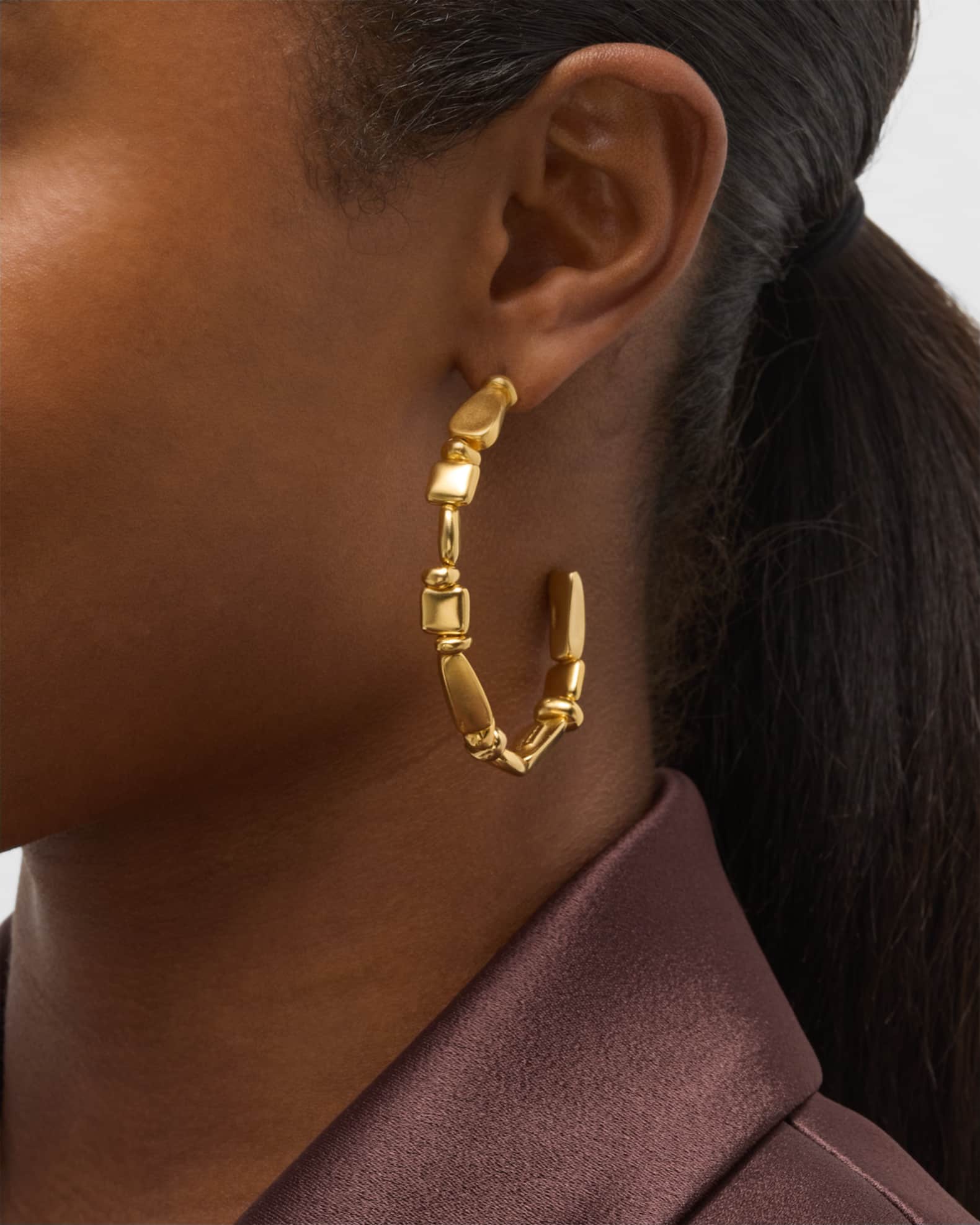 Ben-Amun 24k Gold Electroplated Nuggets Hoop Earrings | Neiman Marcus