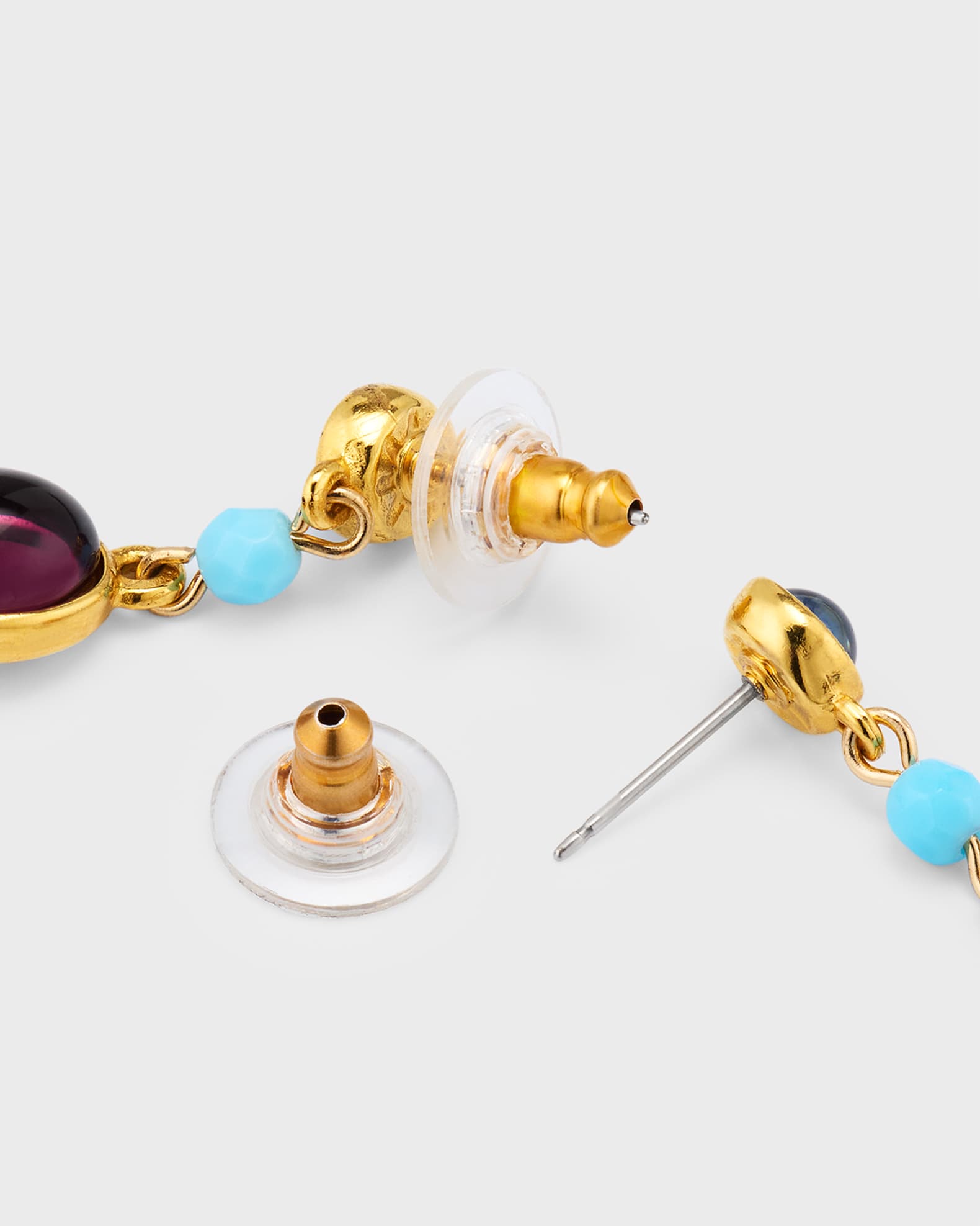 Ben-Amun Gold Post Earrings with Multi-Stone Drops | Neiman Marcus