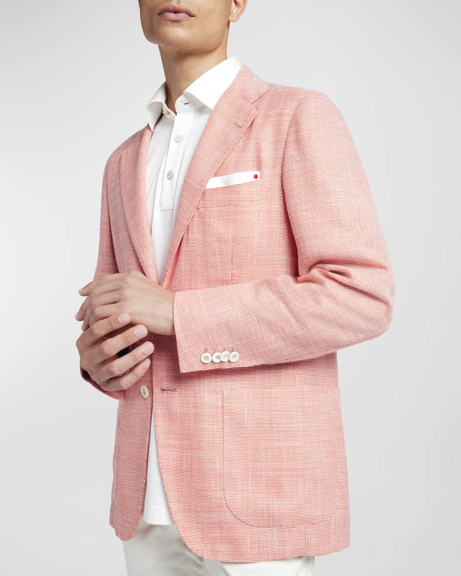 Kiton Men's Textured Wool-Blend Blazer | Neiman Marcus