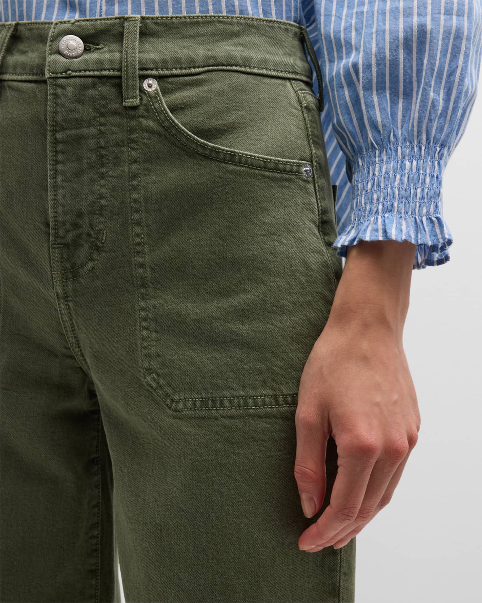 Veronica Beard Crosbie Cropped Wide-Leg Jeans | Neiman Marcus