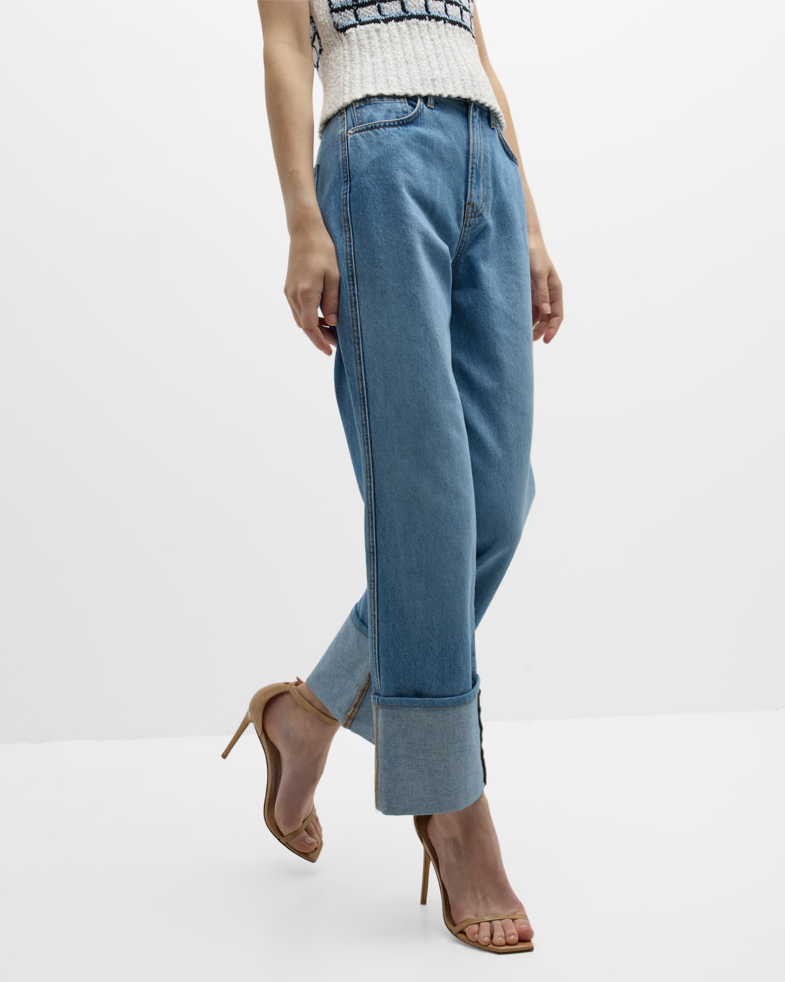 Veronica Beard Dylan High Rise Straight Cuffed Jeans | Neiman Marcus