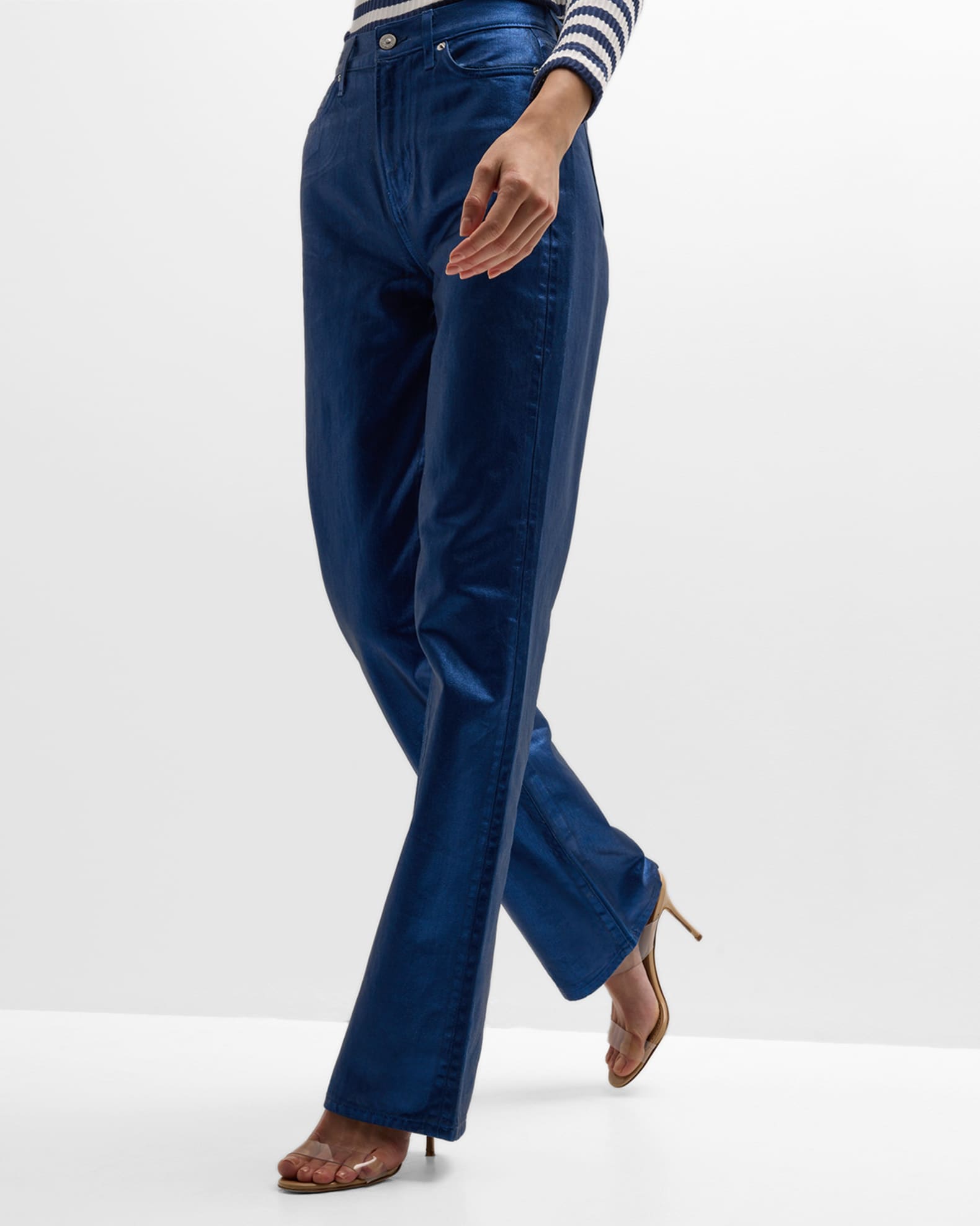 Veronica Beard Dylan High Rise Straight-Leg Coated Jeans | Neiman Marcus