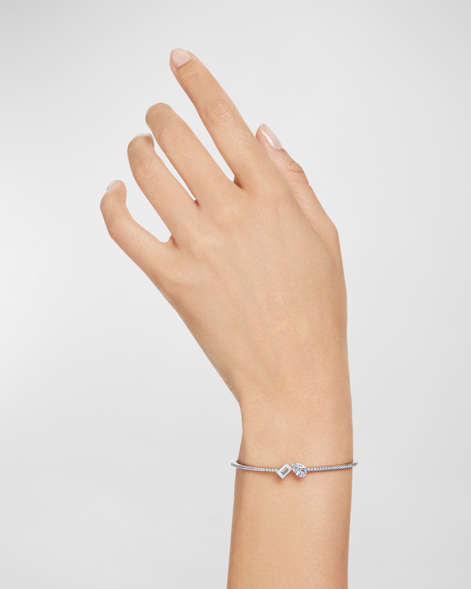 SWAROVSKI Mesmera Rhodium-Plated Crystal Bangle Bracelet | Neiman Marcus