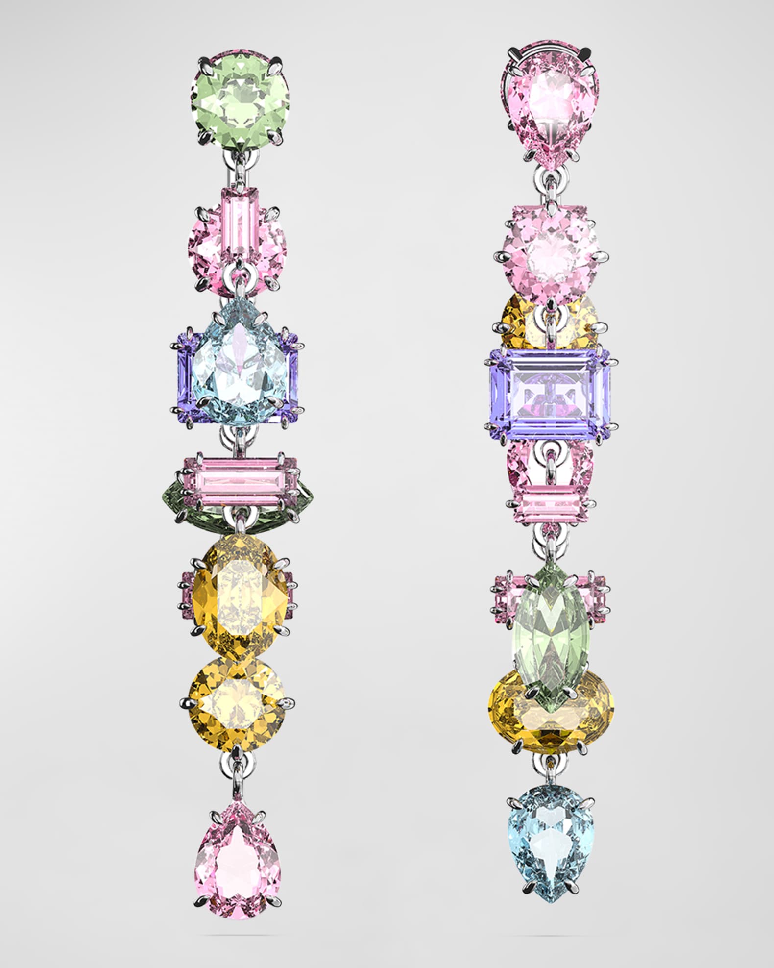 SWAROVSKI Gema Rhodium-Plated Mix-Cut Multicolor Dangle Earrings ...