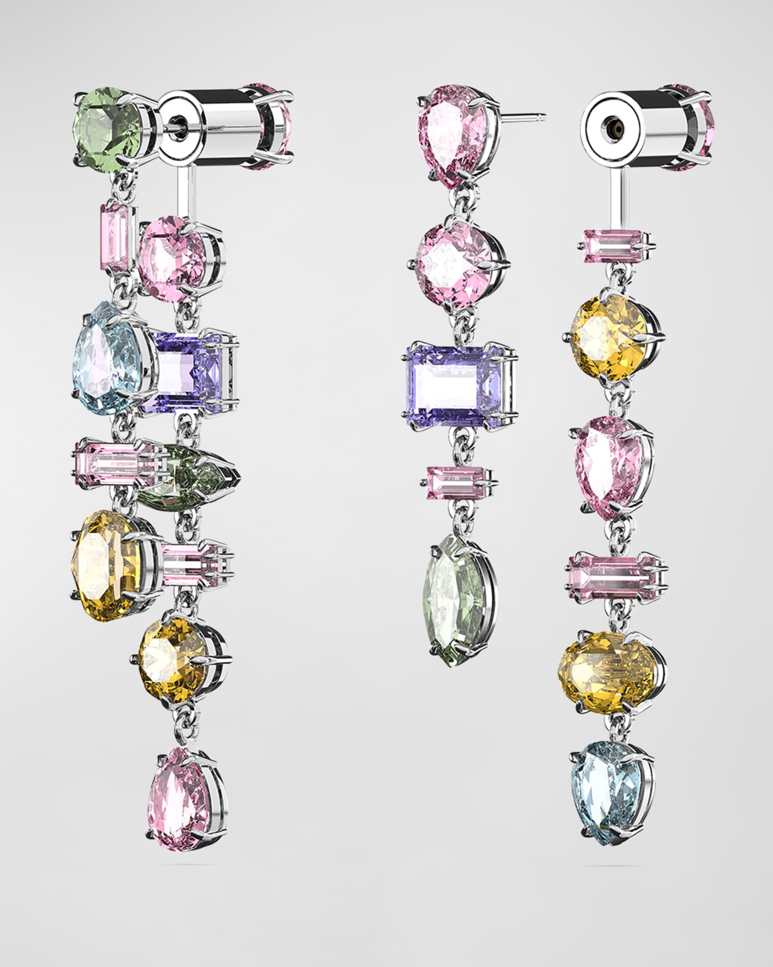 SWAROVSKI Gema Rhodium-Plated Mix-Cut Multicolor Dangle Earrings ...
