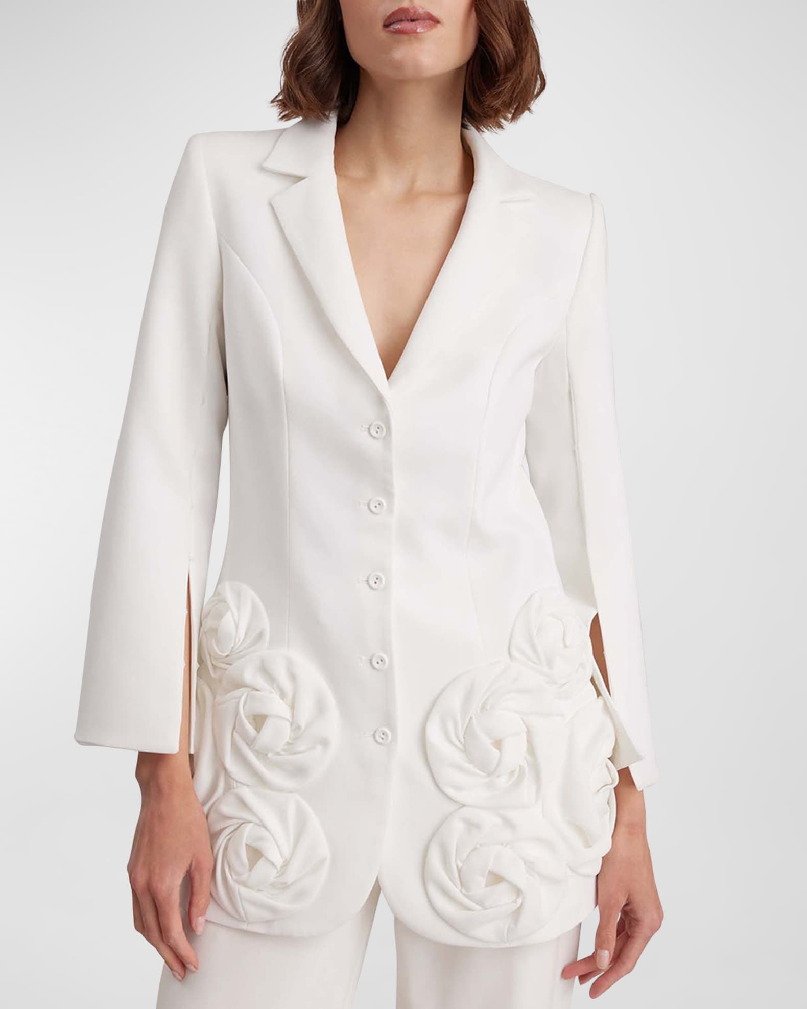 Anne Fontaine Enchante Lace-Up Rosette Blazer | Neiman Marcus