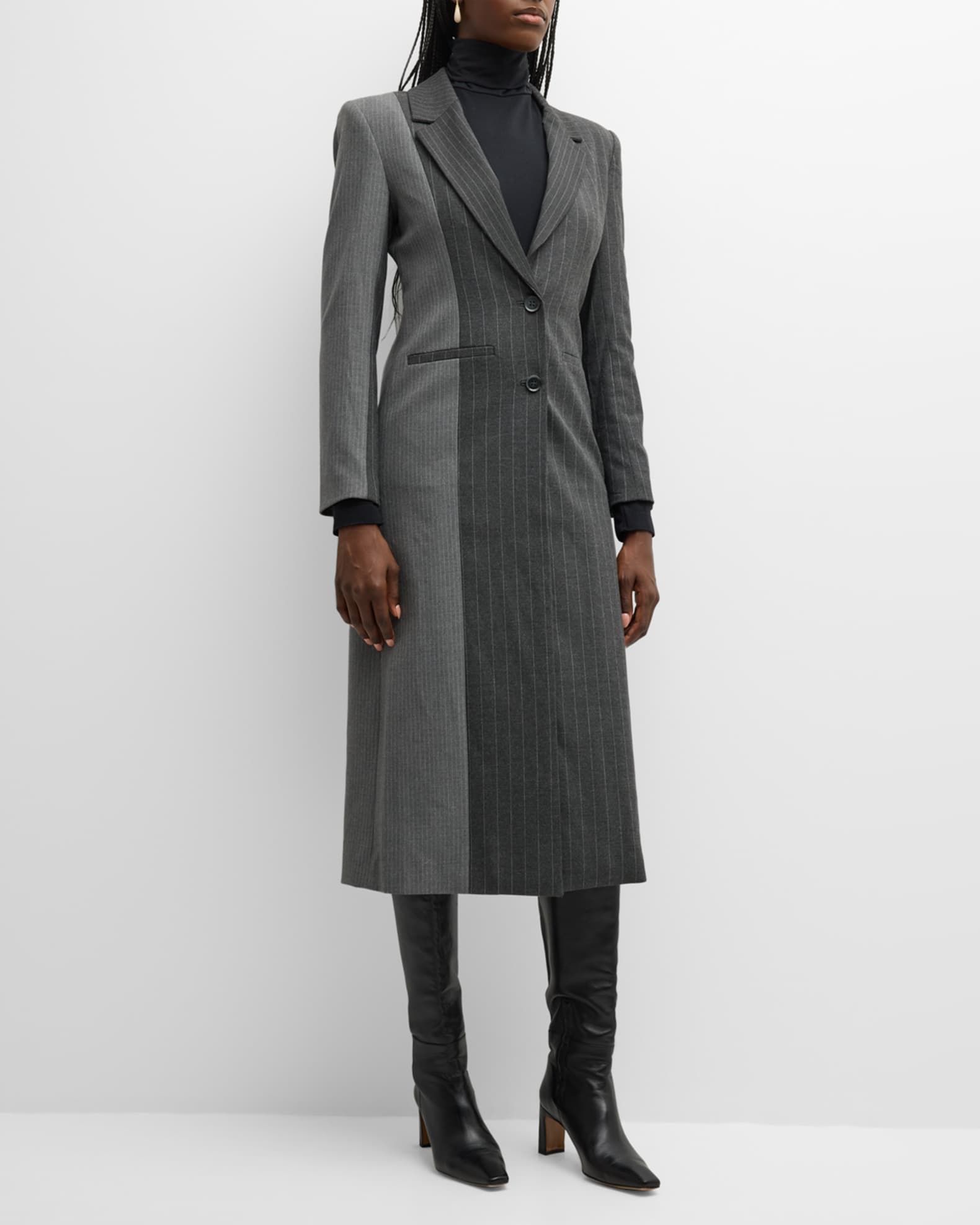 Alice + Olivia Bret Pinstripe Long Blazer | Neiman Marcus