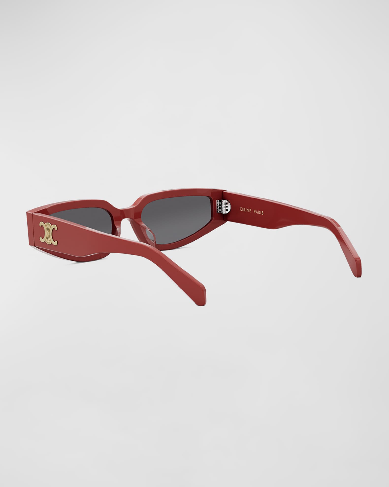 Celine Triomphe Sleek Red Acetate Cat-Eye Sunglasses | Neiman Marcus