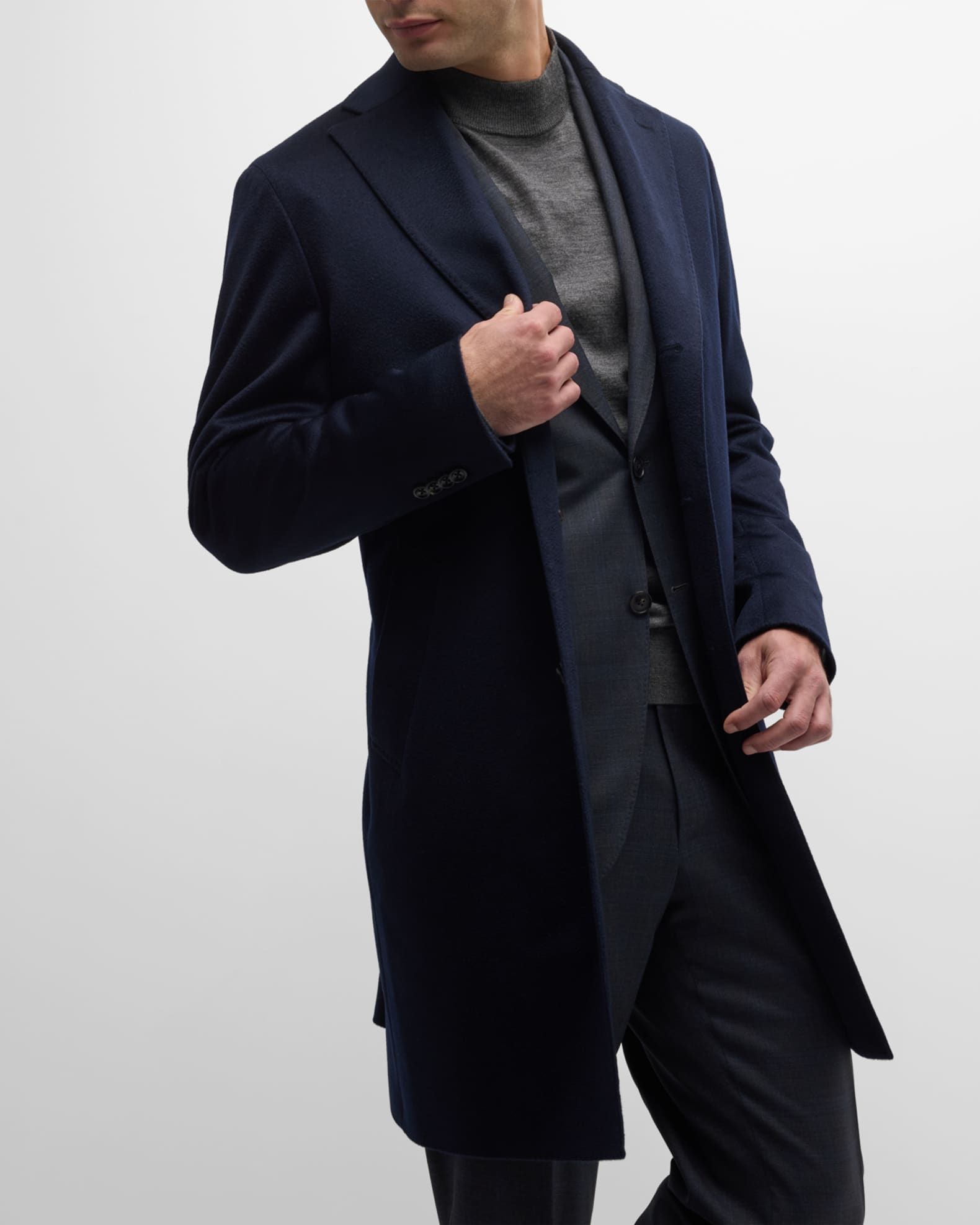 Neiman Marcus Men's Solid Cashmere Topcoat | Neiman Marcus