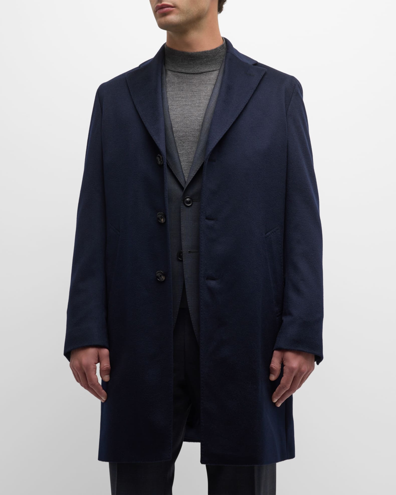 Neiman Marcus Men's Solid Cashmere Topcoat | Neiman Marcus
