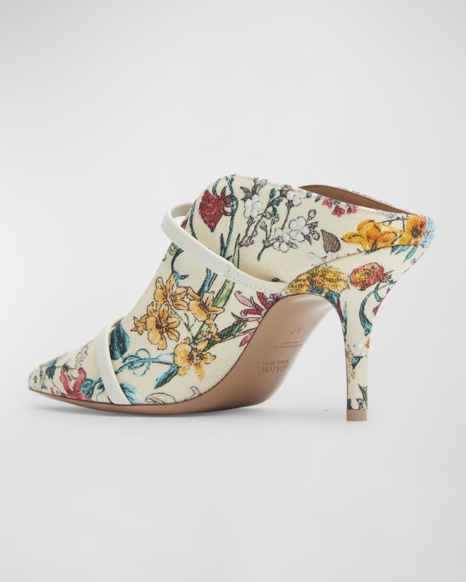 Malone Souliers Maureen Floral Dual-Band Mule Pumps | Neiman Marcus