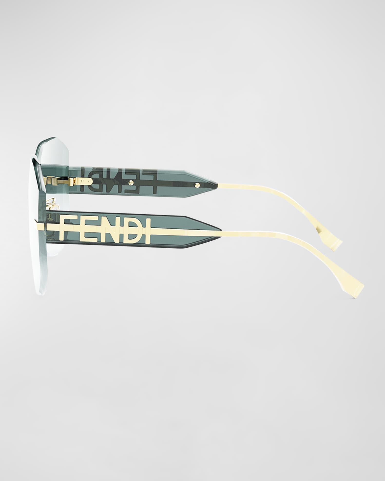 Fendi Fendigraphy Rimless Geometric Nylon & Metal Shield Sunglasses ...