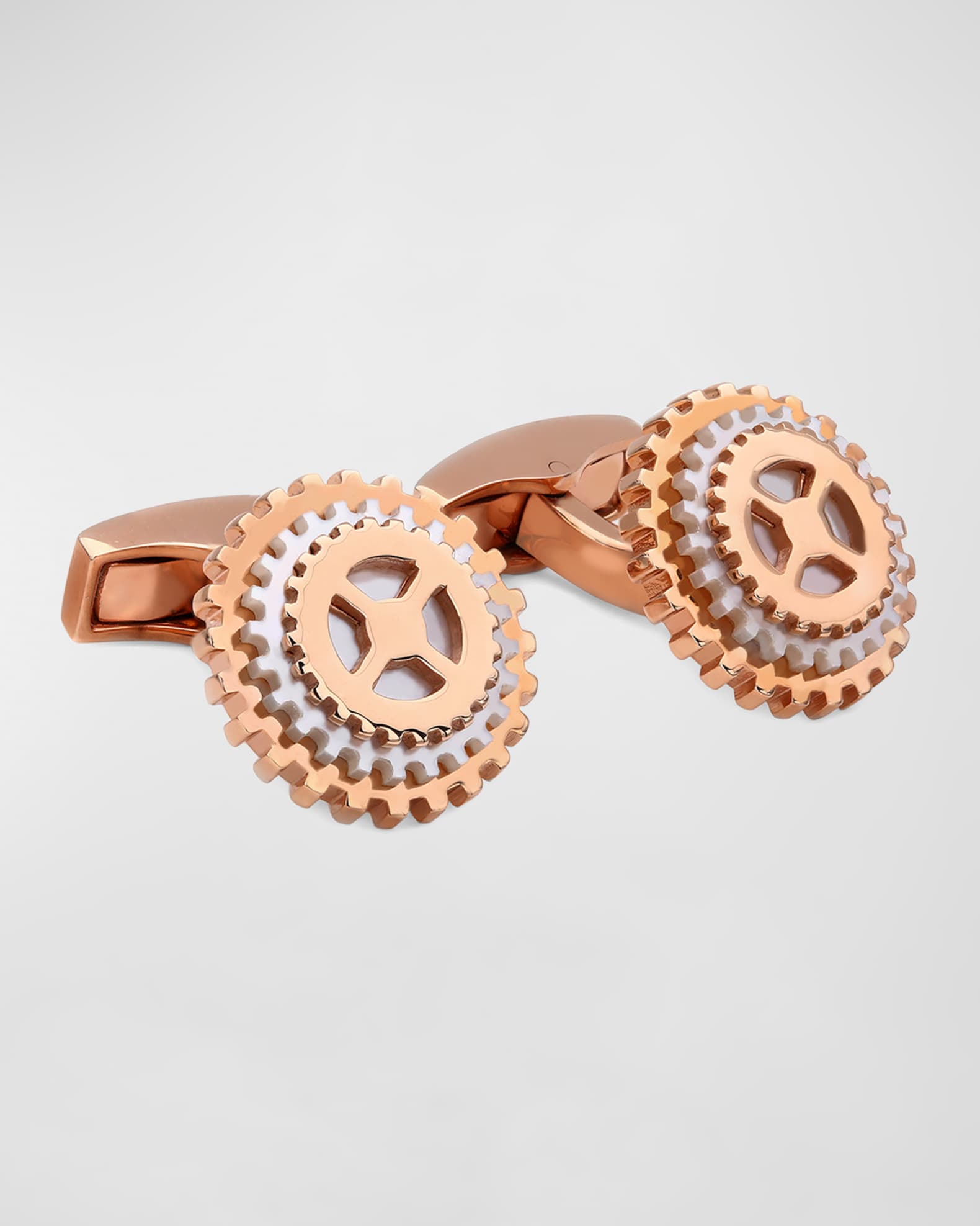 Tateossian Men's Rose Gold Mother-Of-Pearl Gear Cufflinks | Neiman Marcus