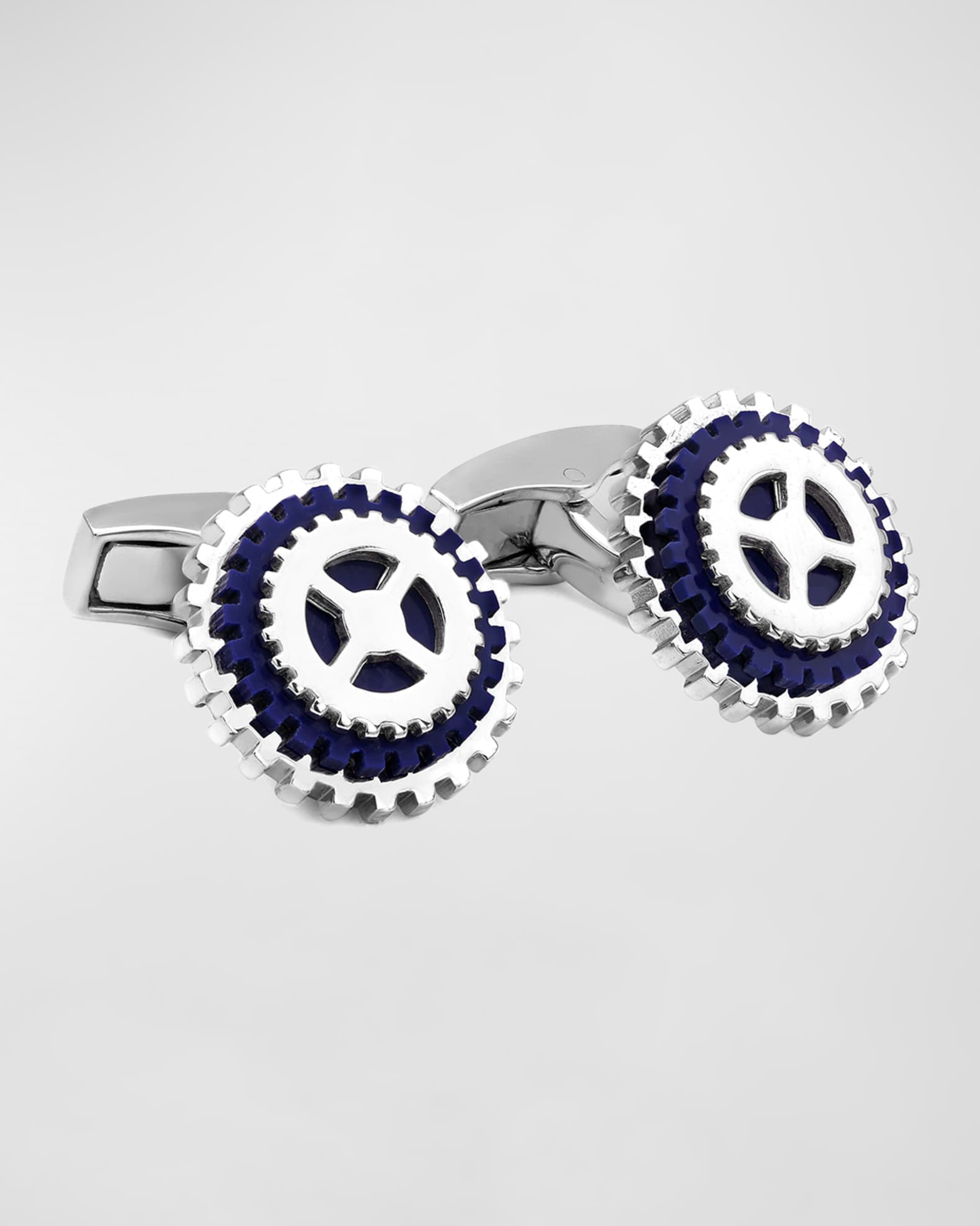 Tateossian Men's Lapis and Silver Rotating Gear Cufflinks | Neiman Marcus
