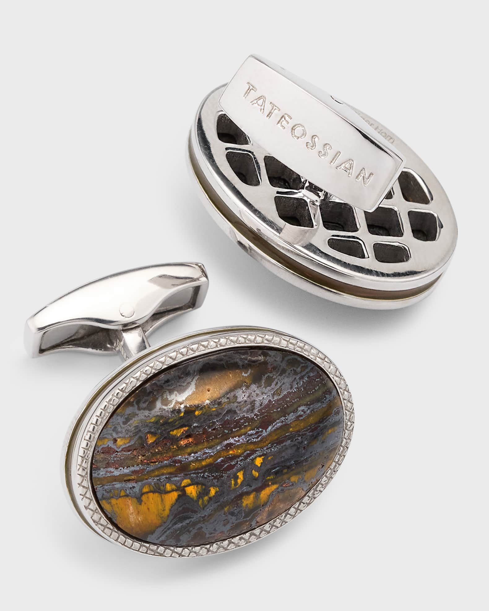 Tateossian Men's Tiger Iron Oval Cufflinks | Neiman Marcus