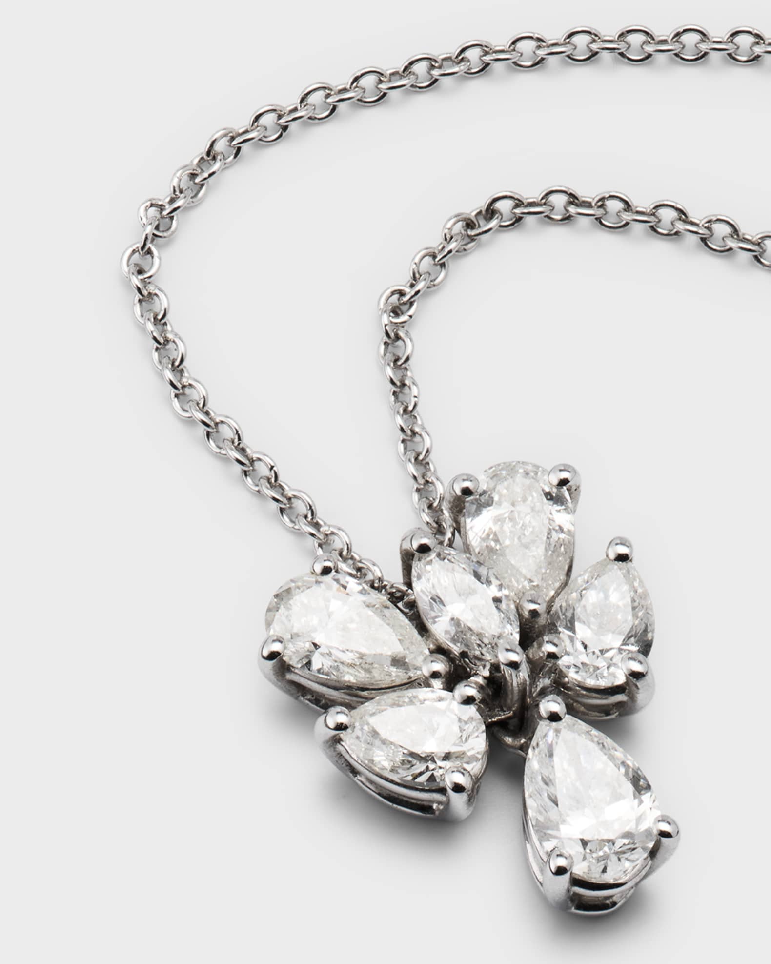 ZYDO 18K White Gold Pendant Necklace with Pear and Marquise Diamonds ...