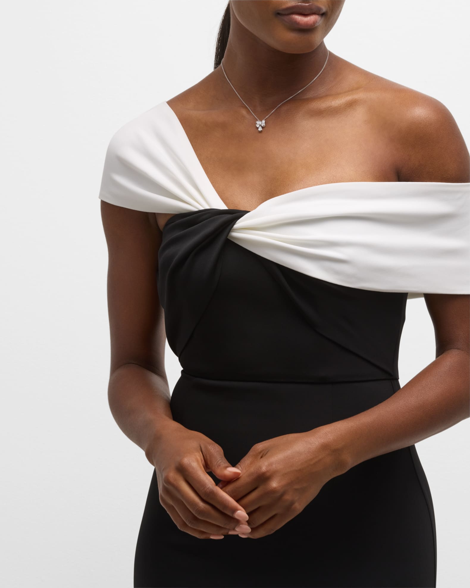 ZYDO 18K White Gold Pendant Necklace with Pear and Marquise Diamonds ...