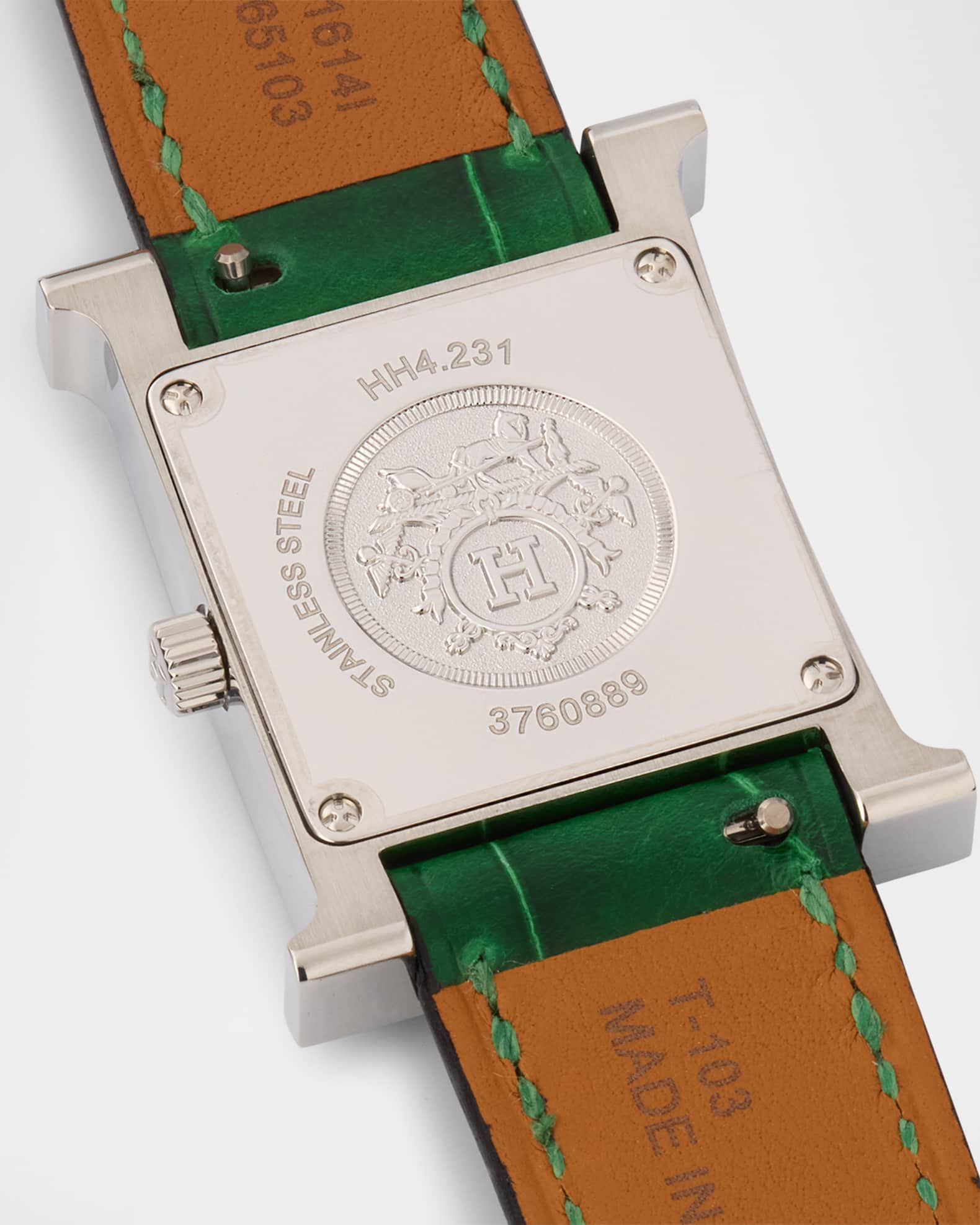Hermes Heure H All Diamond Watch with Green Alligator Strap, 25 mm ...