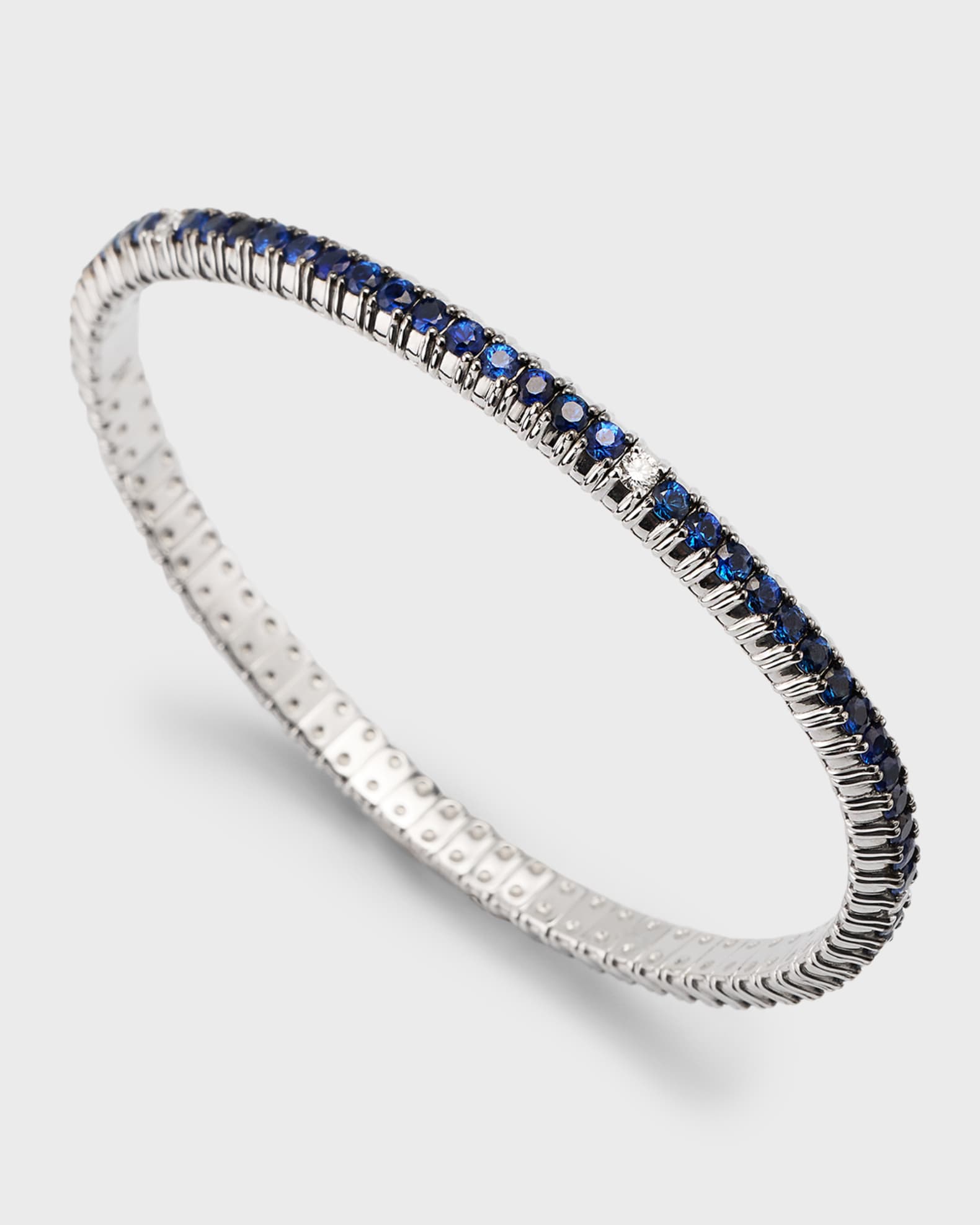ZYDO 18K White Gold Bracelet with Blue Sapphires and White Diamonds ...