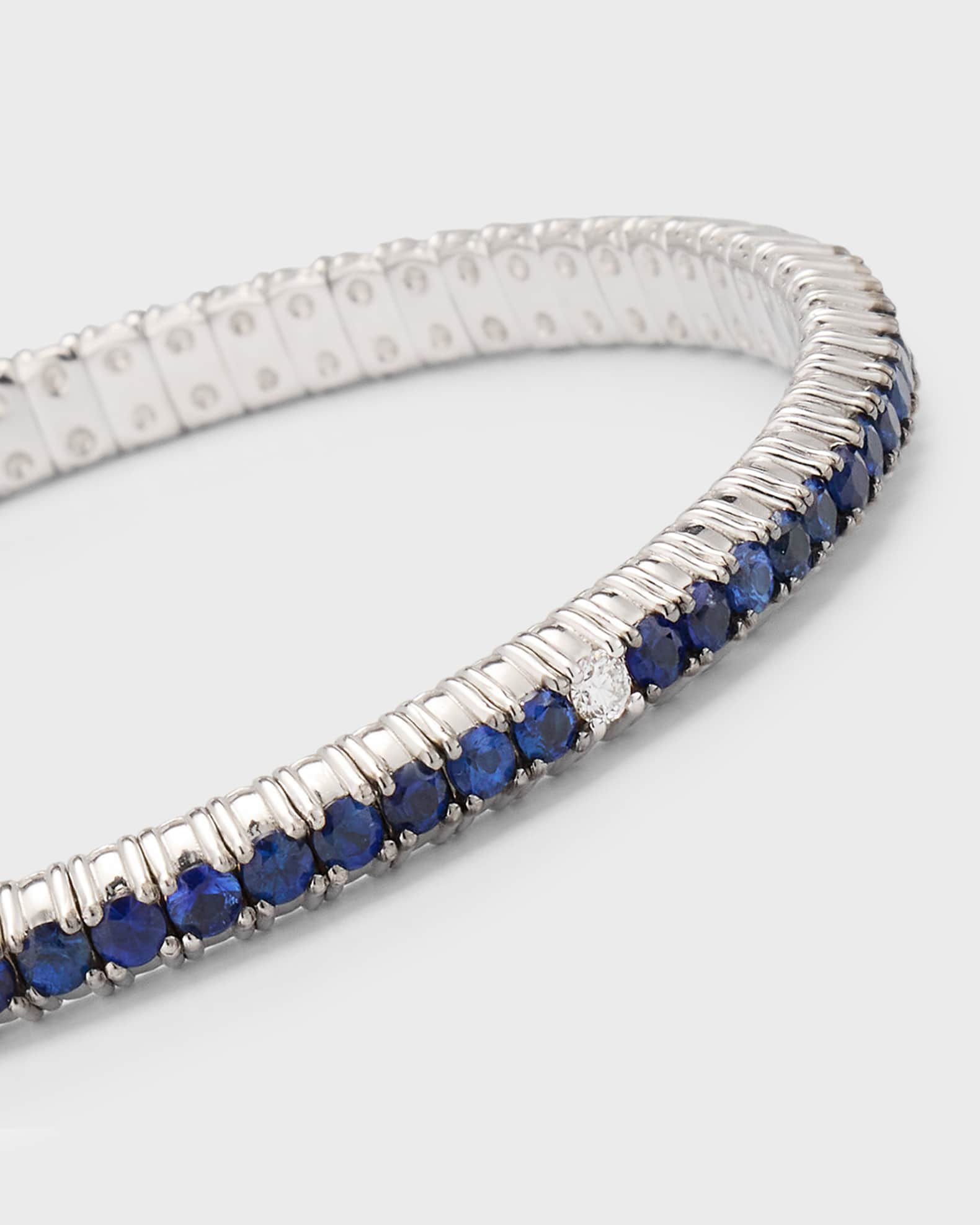 ZYDO 18K White Gold Bracelet with Blue Sapphires and White Diamonds ...