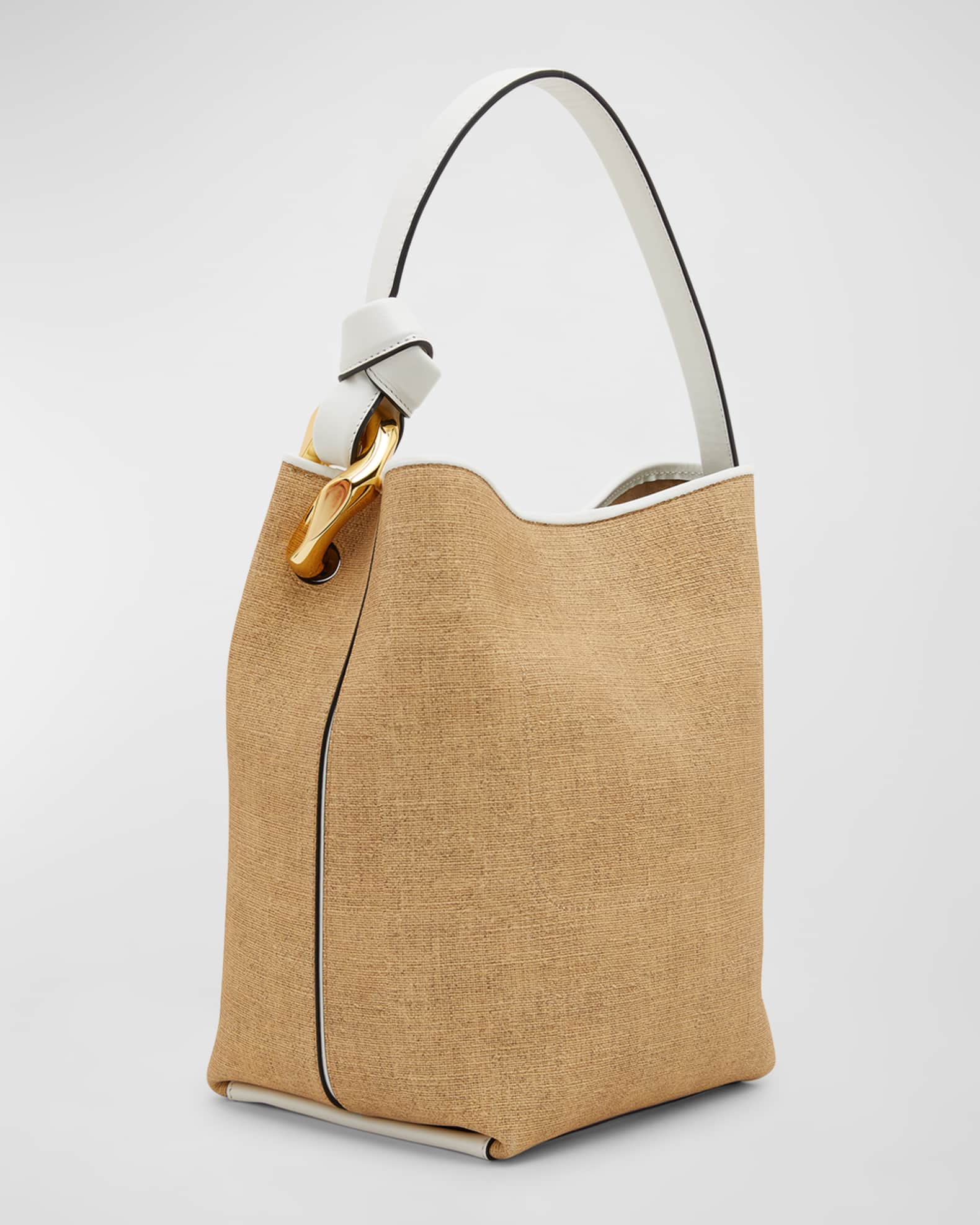 JW Anderson Corner Jute-Print Bucket Bag | Neiman Marcus