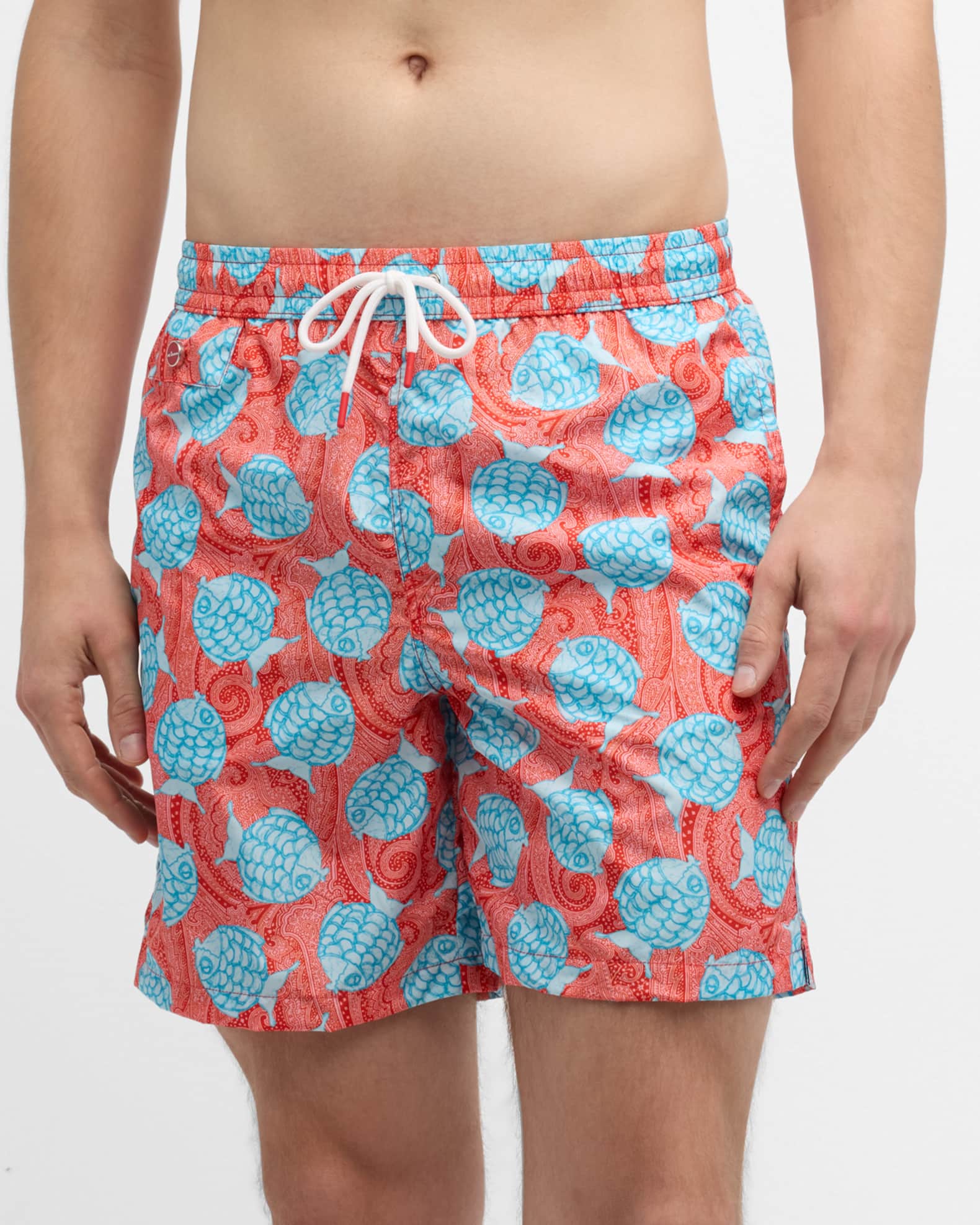 Kiton Men's Fish-Print Swim Trunks | Neiman Marcus