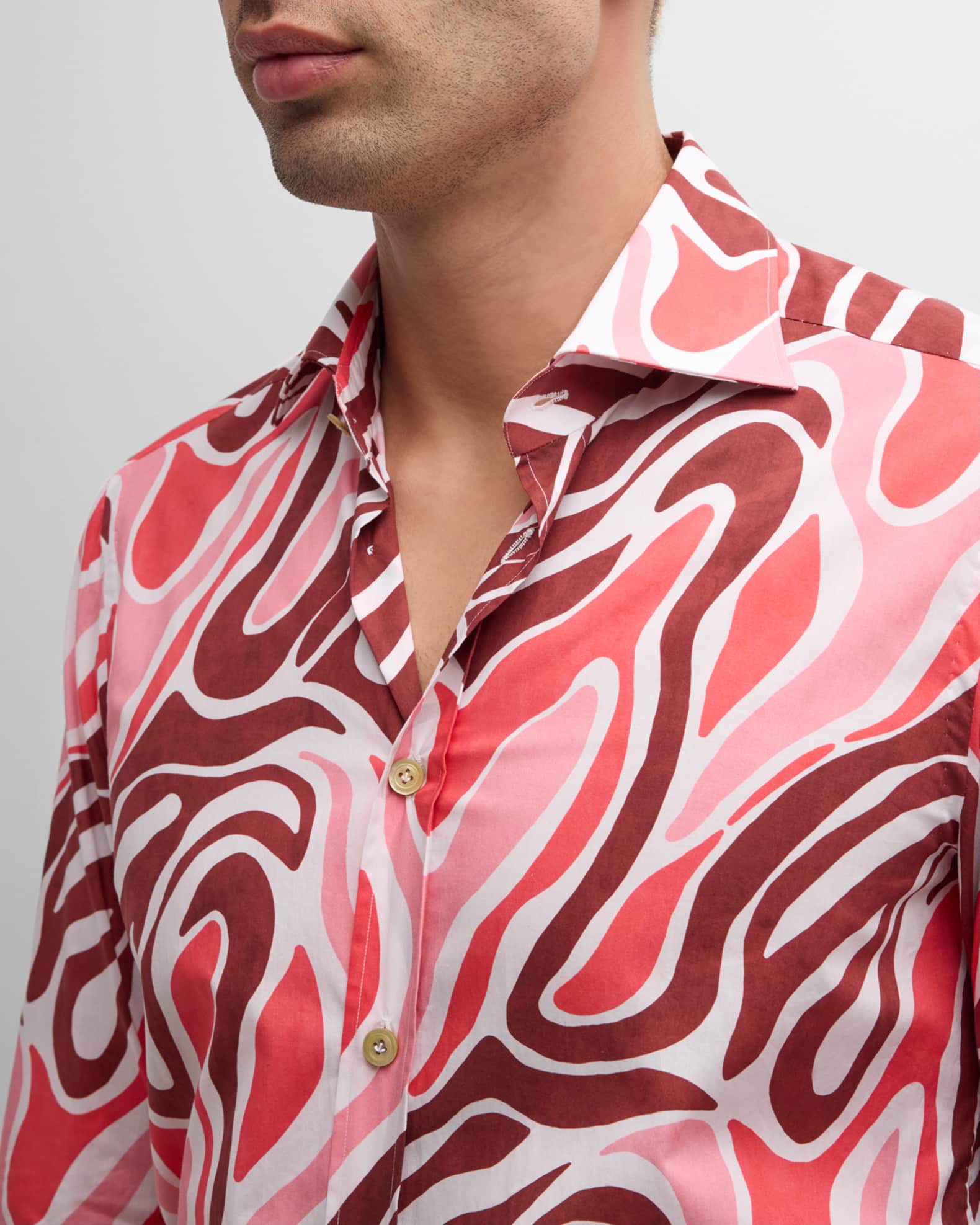 Kiton Men's Ocean Waves Sport Shirt | Neiman Marcus