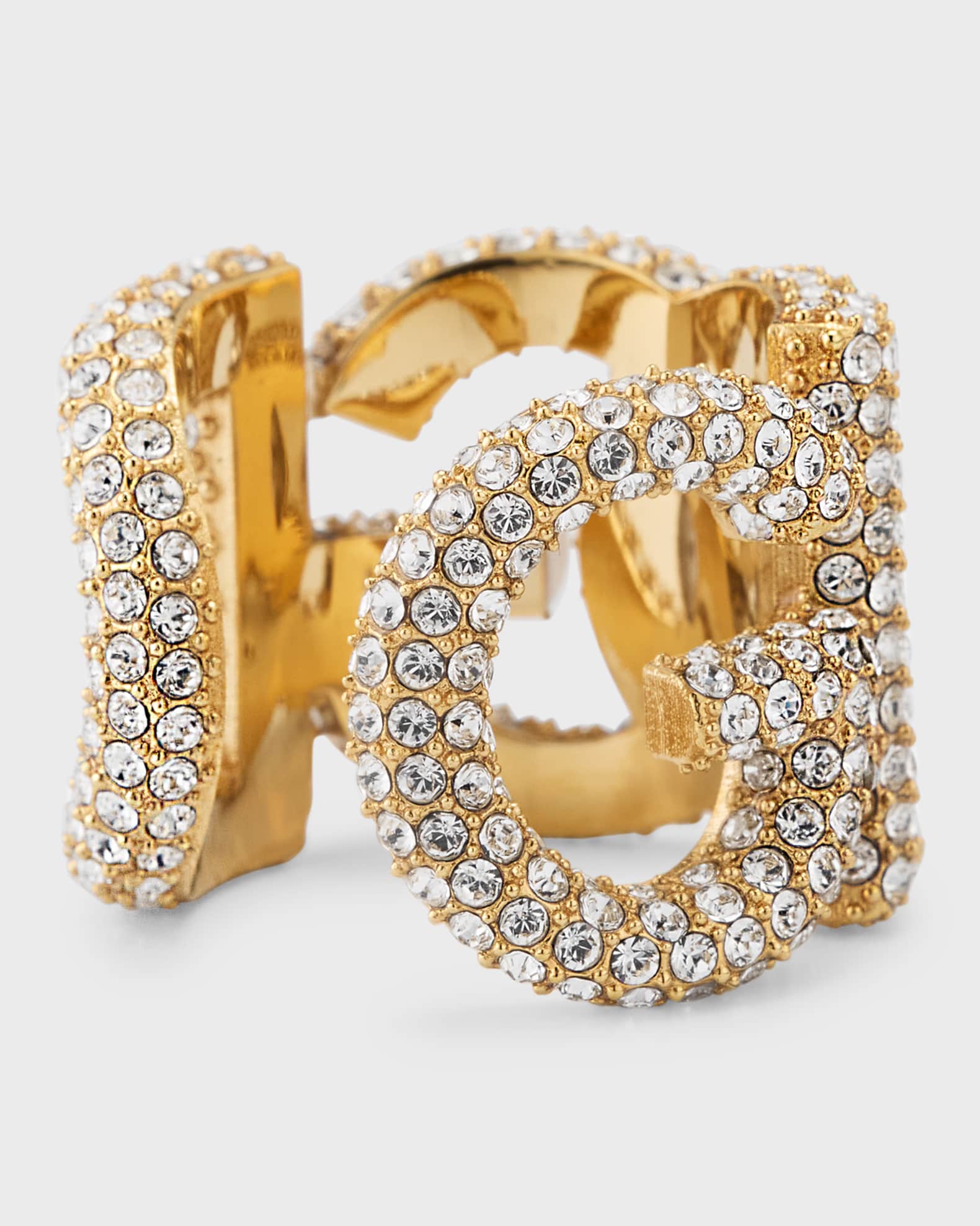 Dolce&Gabbana Silver Crystal Logo Ring | Neiman Marcus