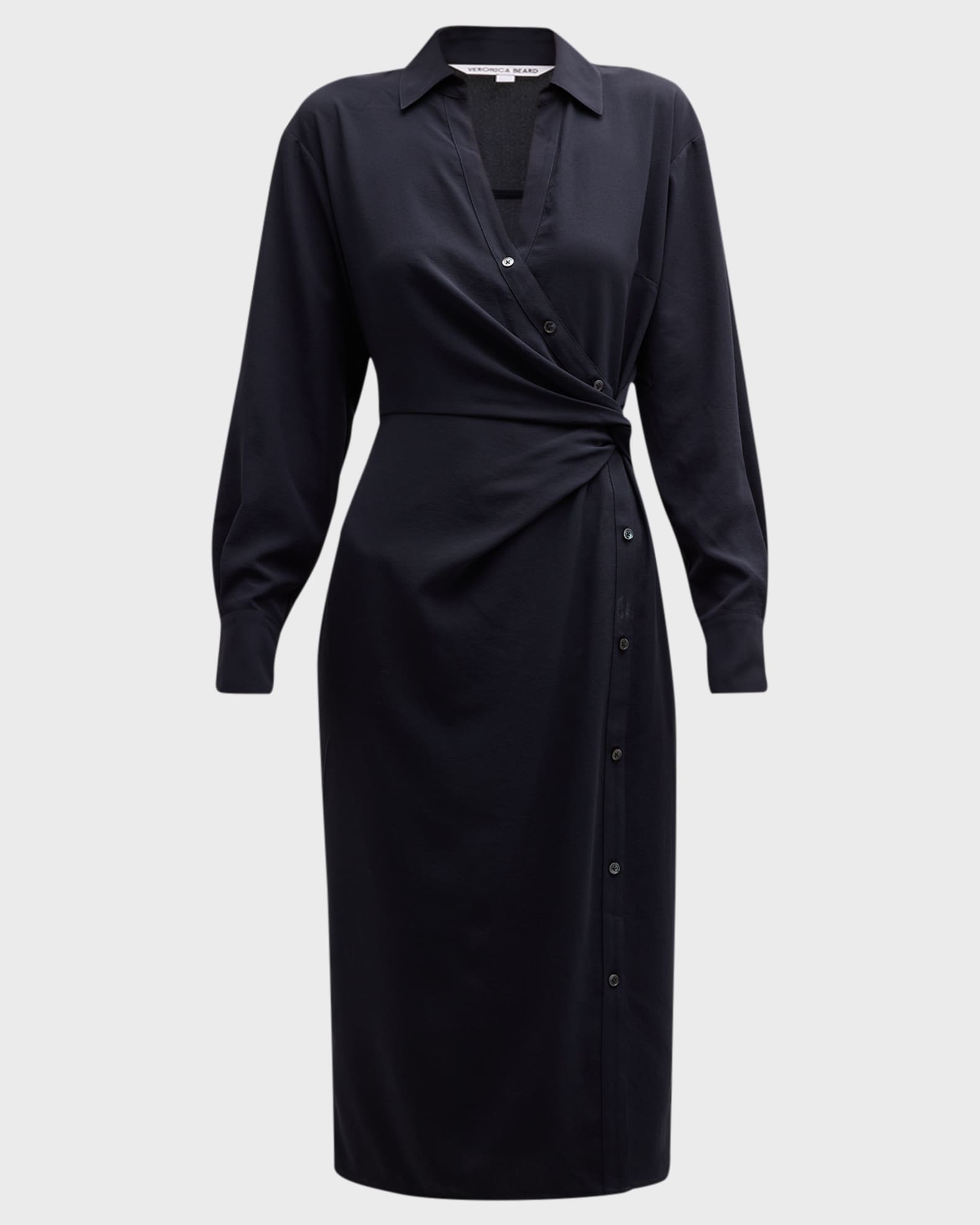 Veronica Beard Wright Button-Front Midi Wrap Dress | Neiman Marcus