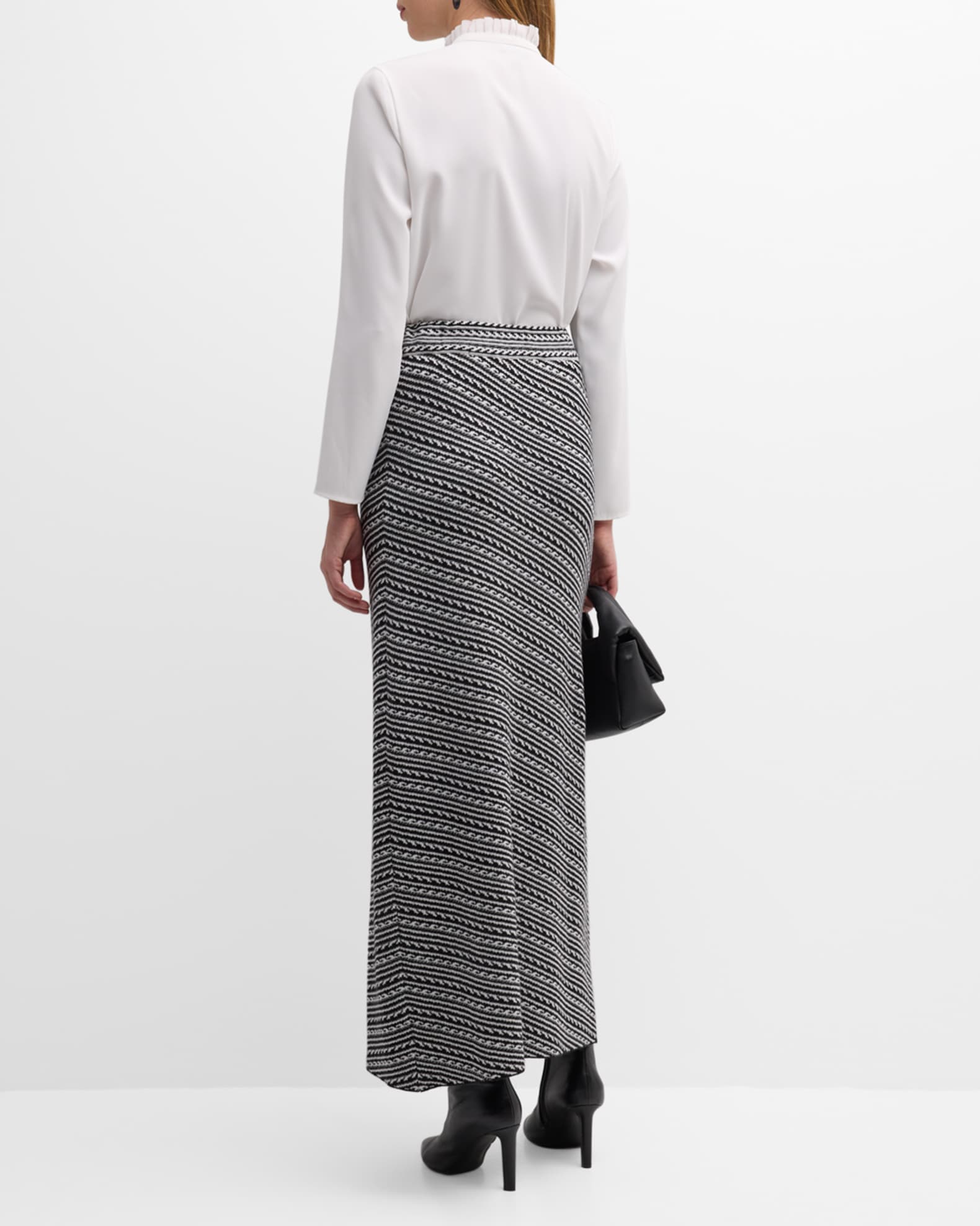 Misook Geometric Striped A-Line Maxi Skirt | Neiman Marcus