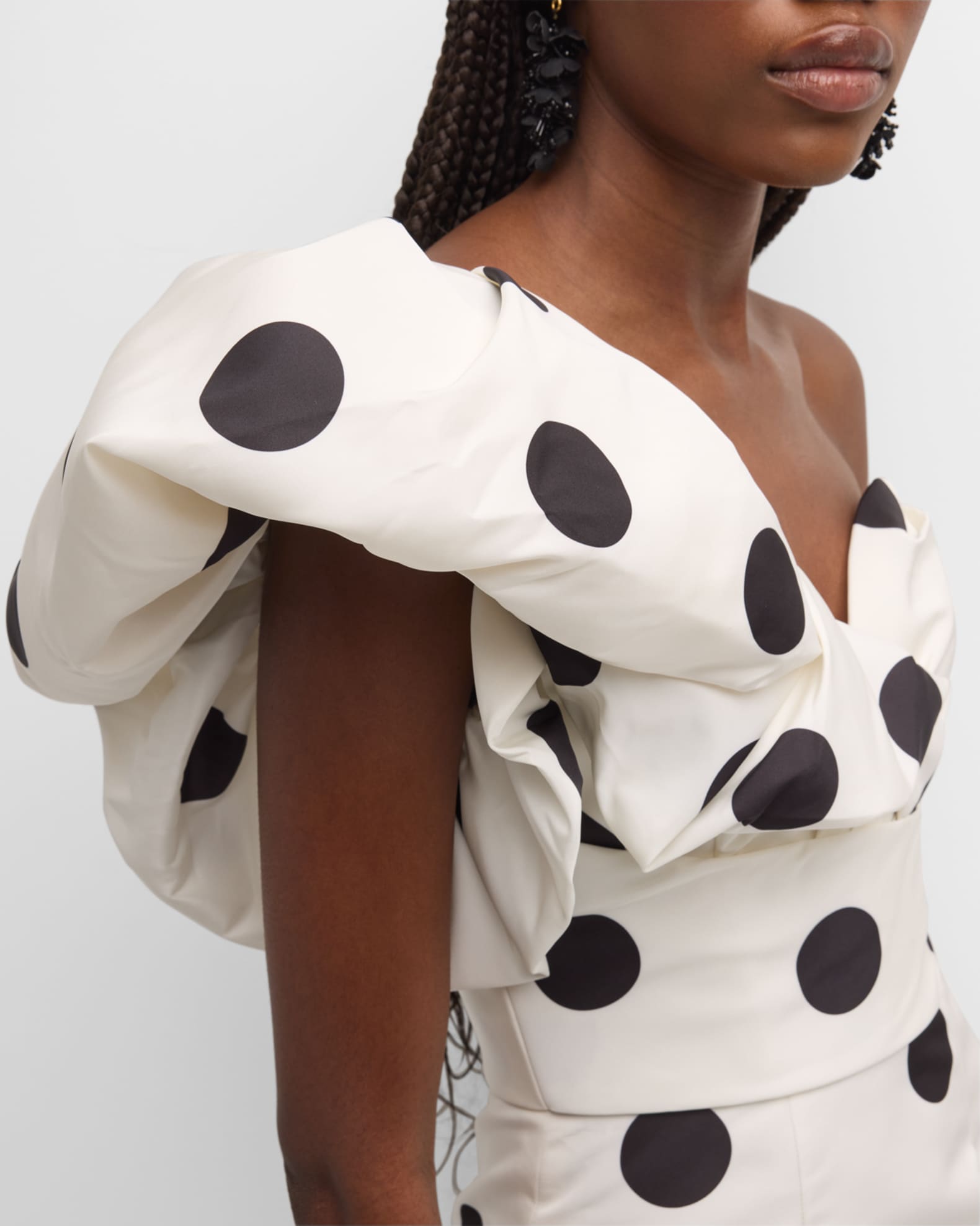 Monique Lhuillier Sculptural One-Shoulder Polka Dot Cocktail Dress ...