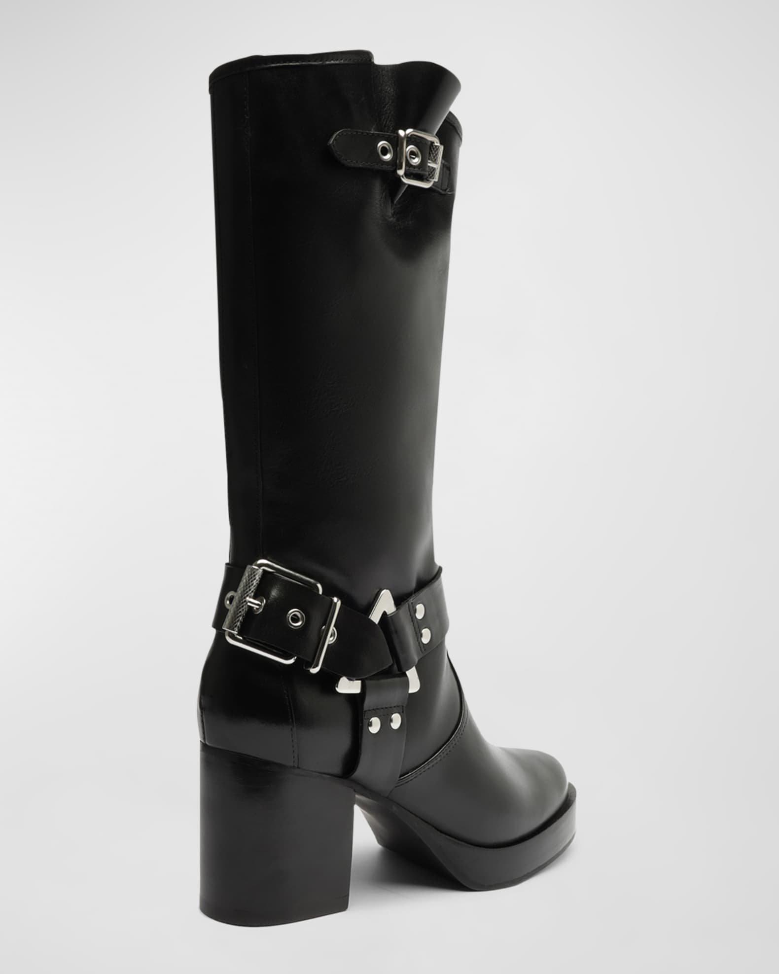 Schutz Kiara Leather Harness Biker Boots | Neiman Marcus