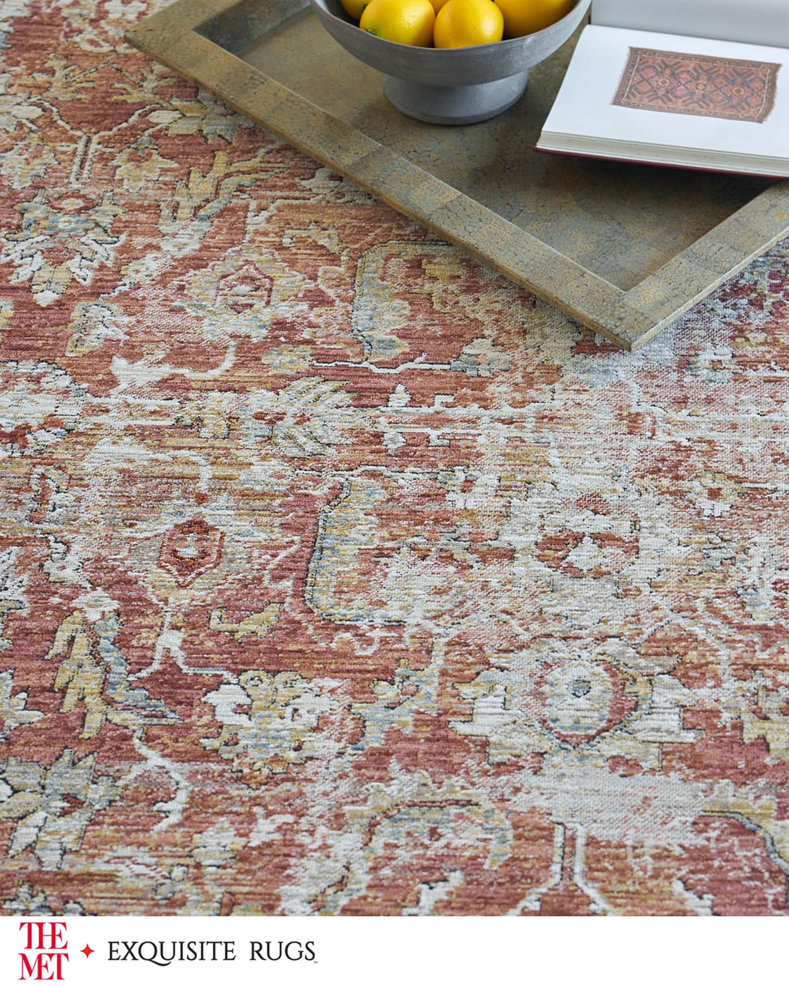 Antique-Loomed Rust and Blue Rug Collection | Neiman Marcus